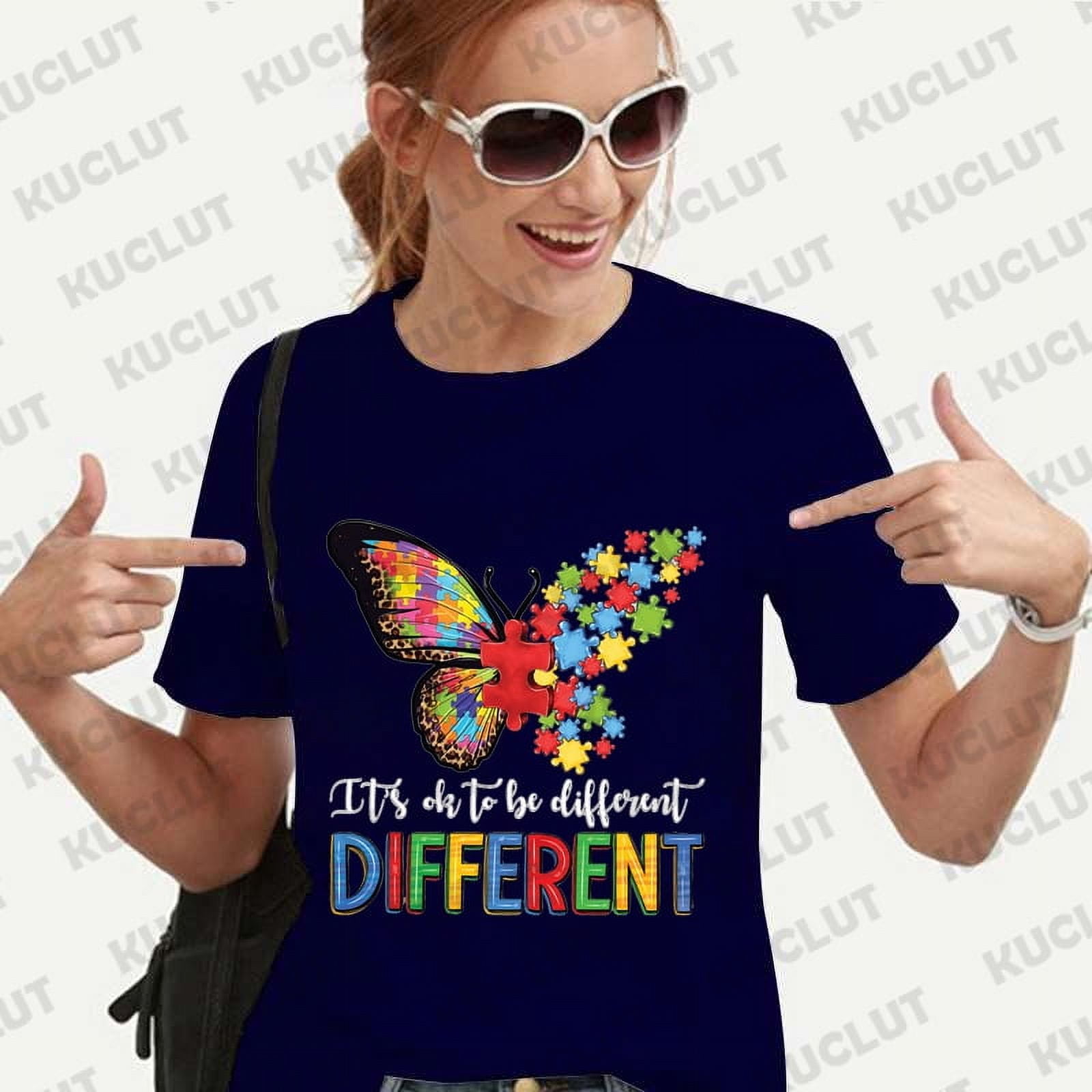 Its Okay To Be Different Autism Butterfly Shirt for Women Butterfly T ...