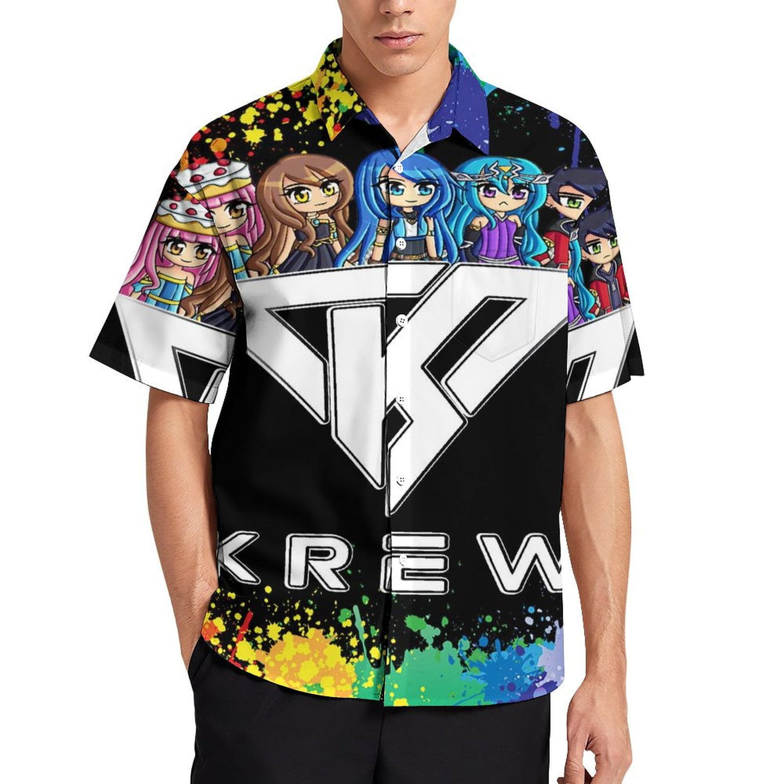 ItsFunneh Krew Hawaiian Shirts for Men Fashion Button Down Short Sleeve ...