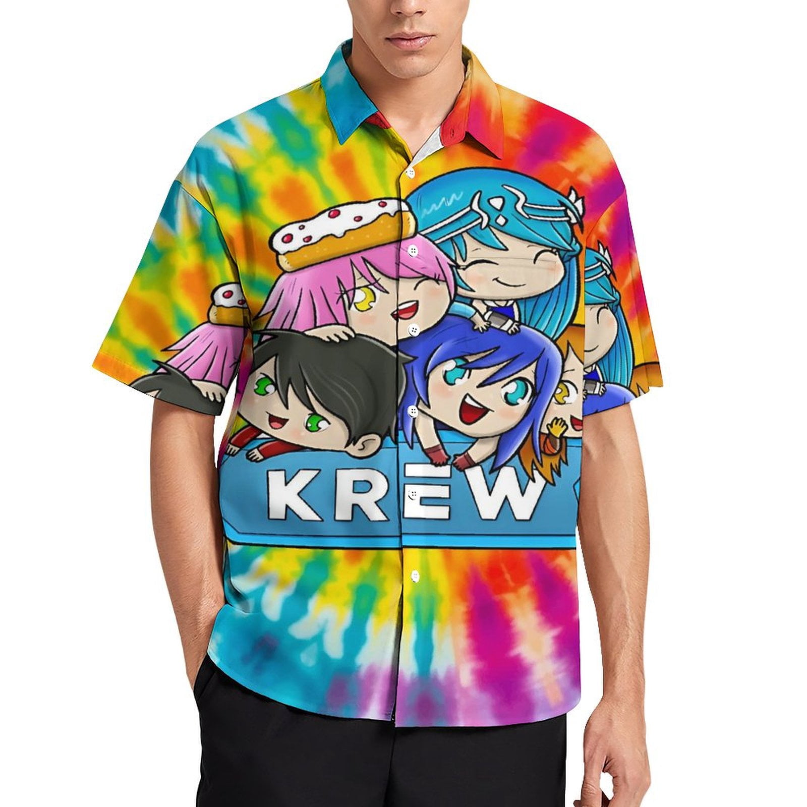 ItsFunneh Krew Hawaiian Shirts for Men Fashion Button Down Short Sleeve ...