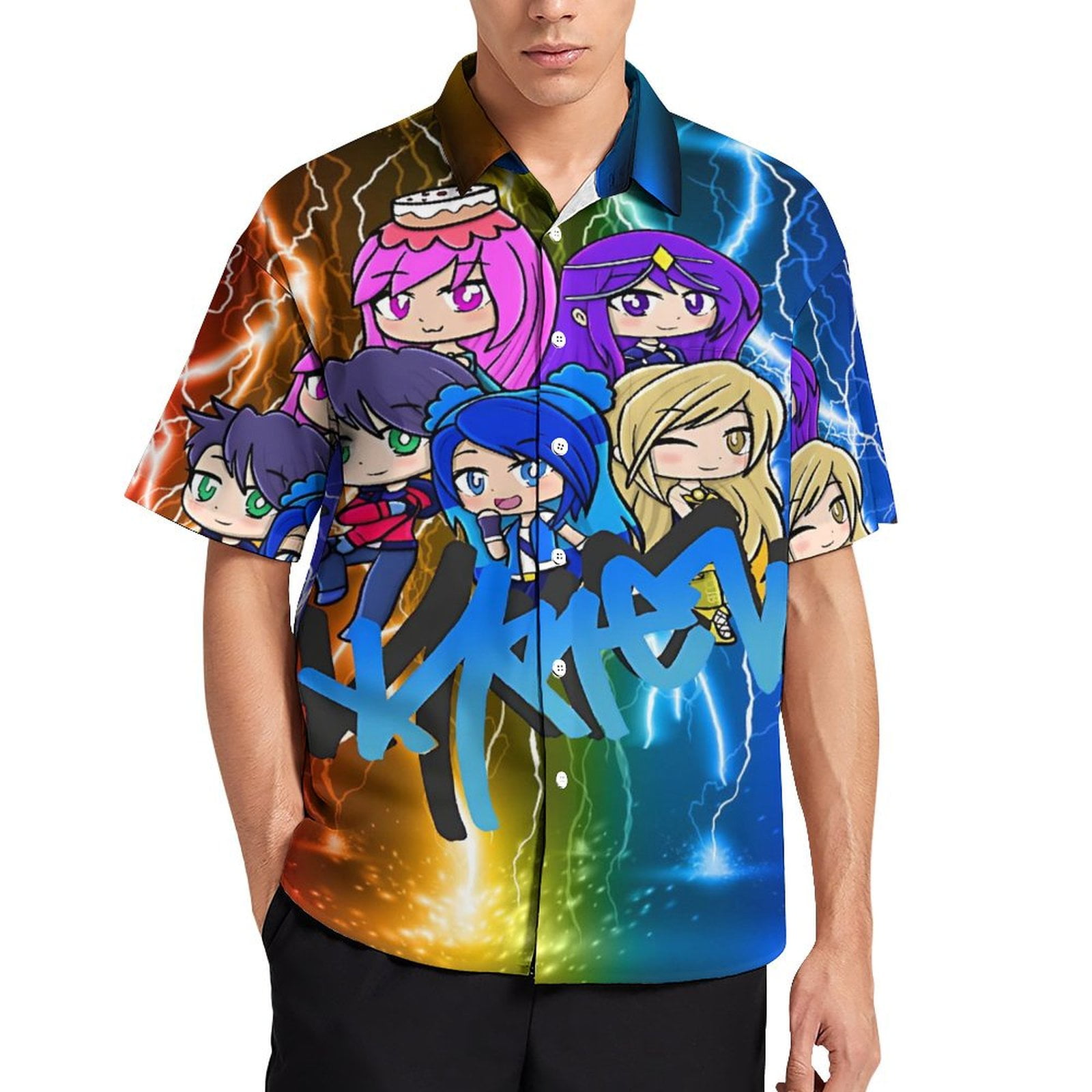 ItsFunneh Krew Hawaiian Shirts for Men Fashion Button Down Short Sleeve ...