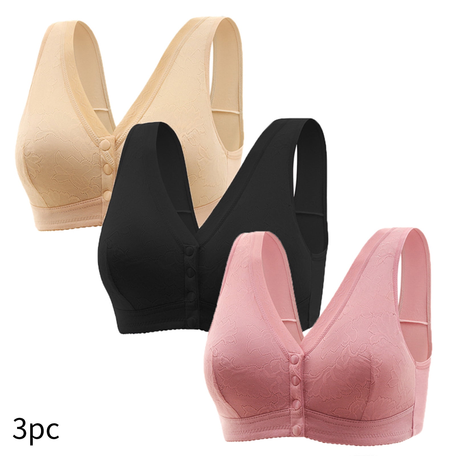 Itsame 3 Pack Everyday Casual Bra Set Womens Full Support Bra Cotton Wireless Comfort Bralette ...