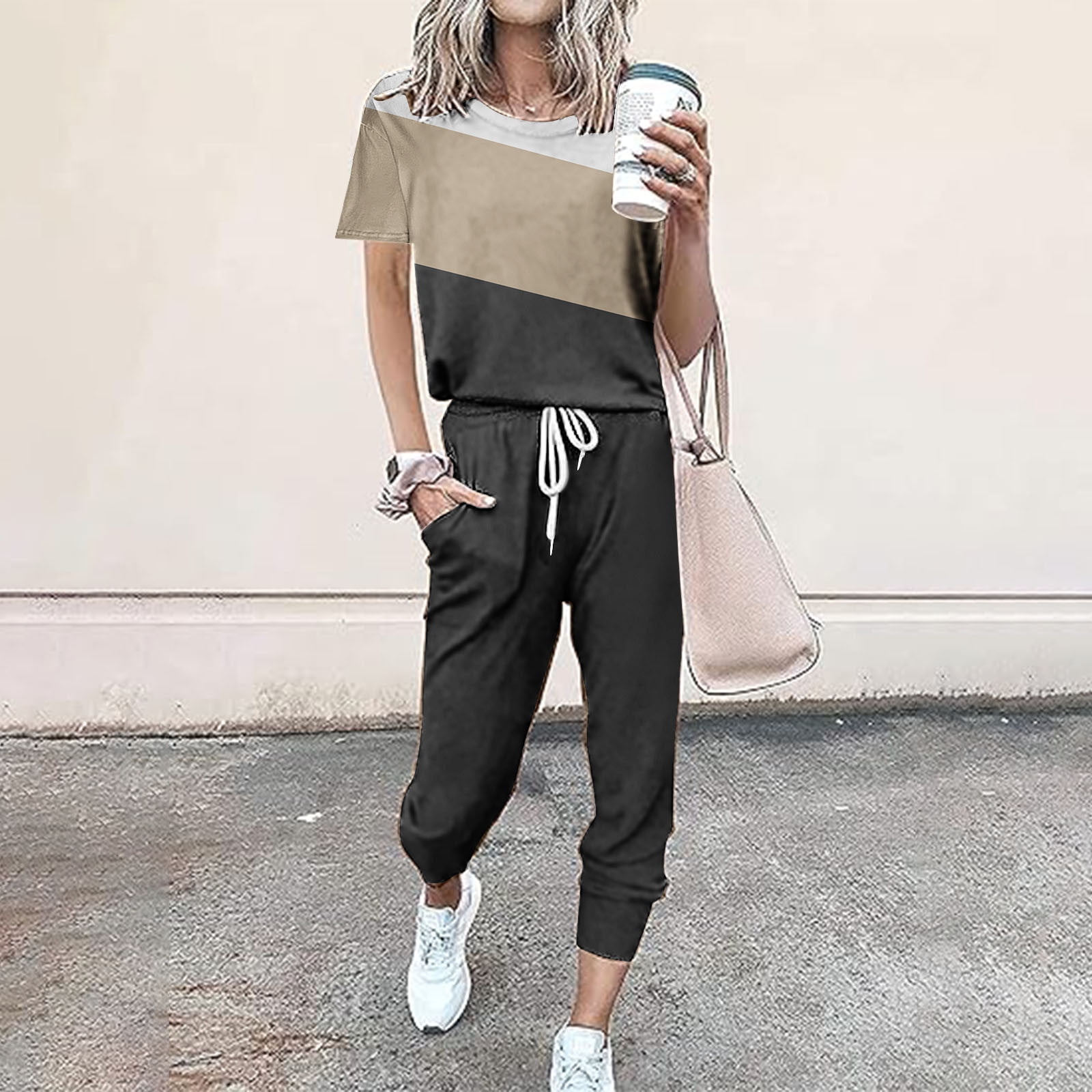 Itsame Sweatsuits 2pc Sets Womens Short Sleeved and Pants Fashionable ...