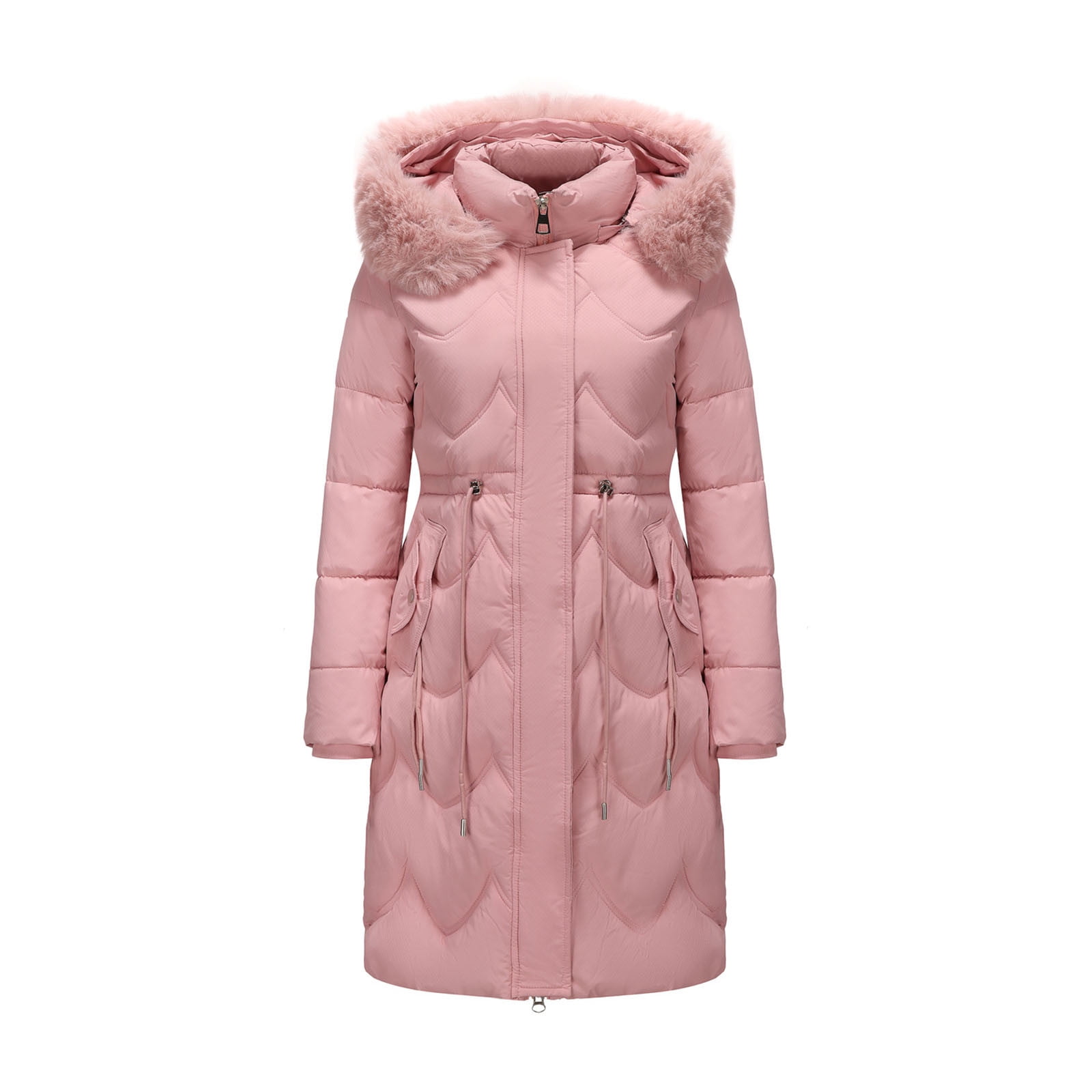 Itsame Women Puffer Jackets Hood Winter Coats Pocket Solid Color Casual ...