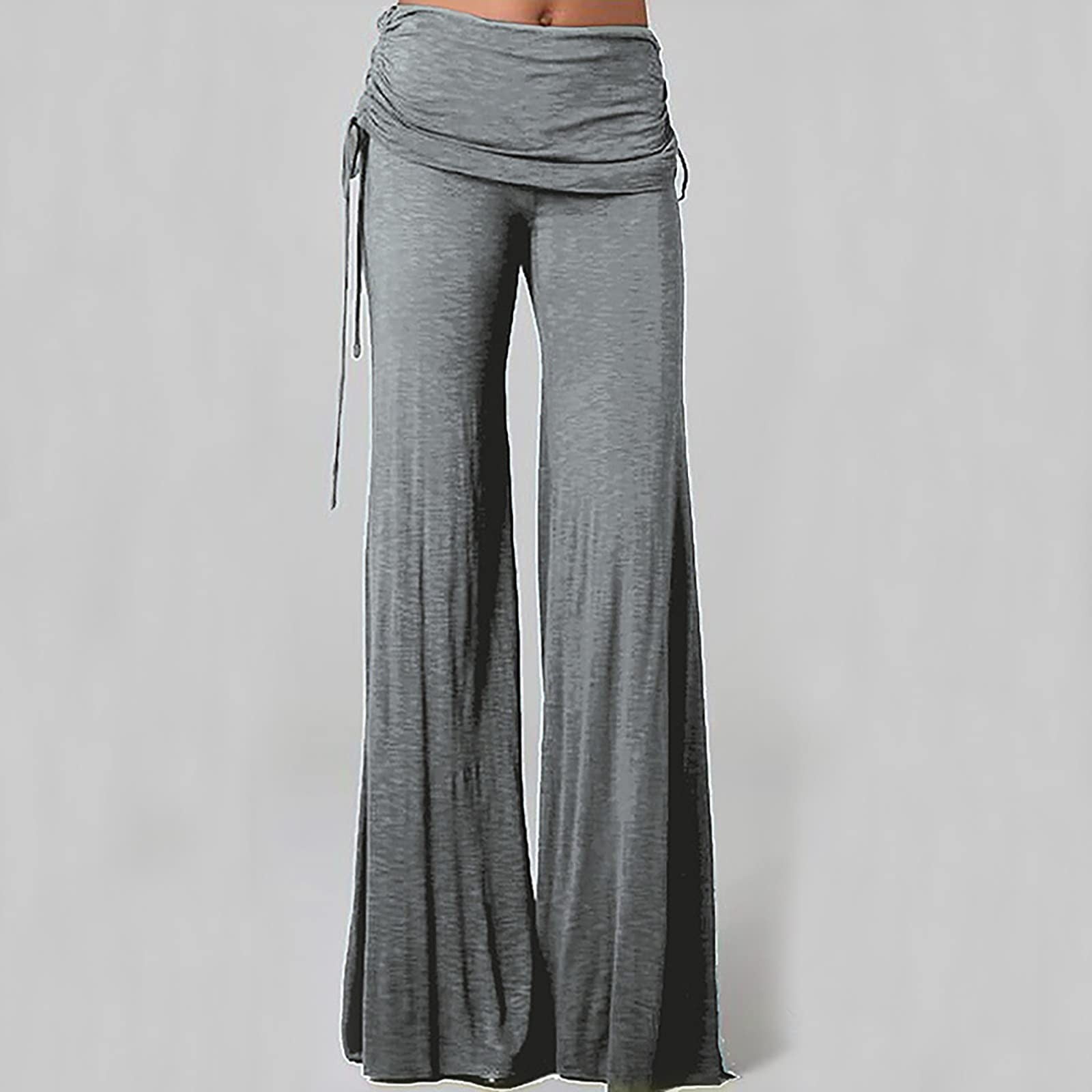 Itsame Womens Casual Pants High Waist Loose Soft Plus Size Wide Leg