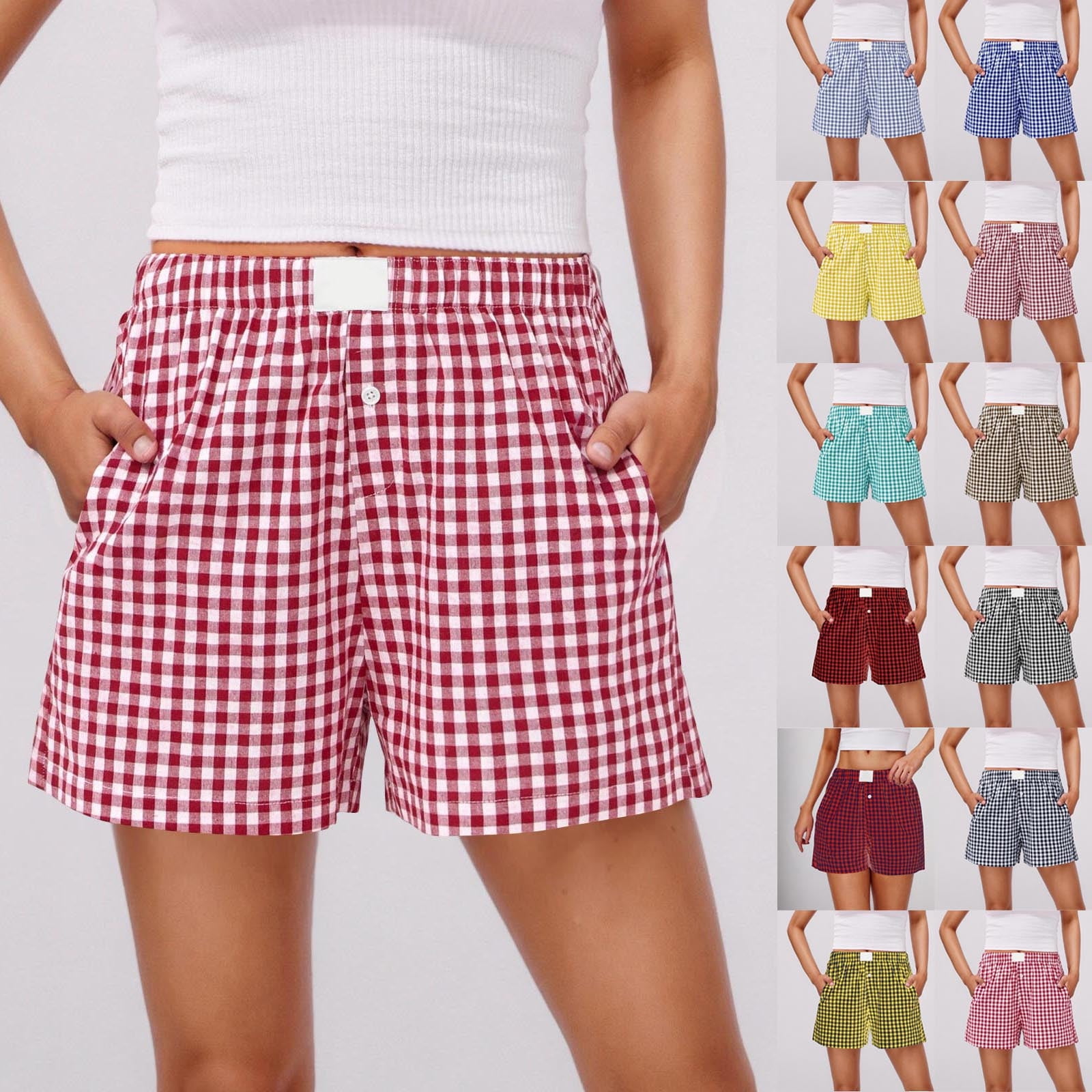 Itsame Womens Linen Shorts Pockets Women Walk Short Sweat Pants Tight ...