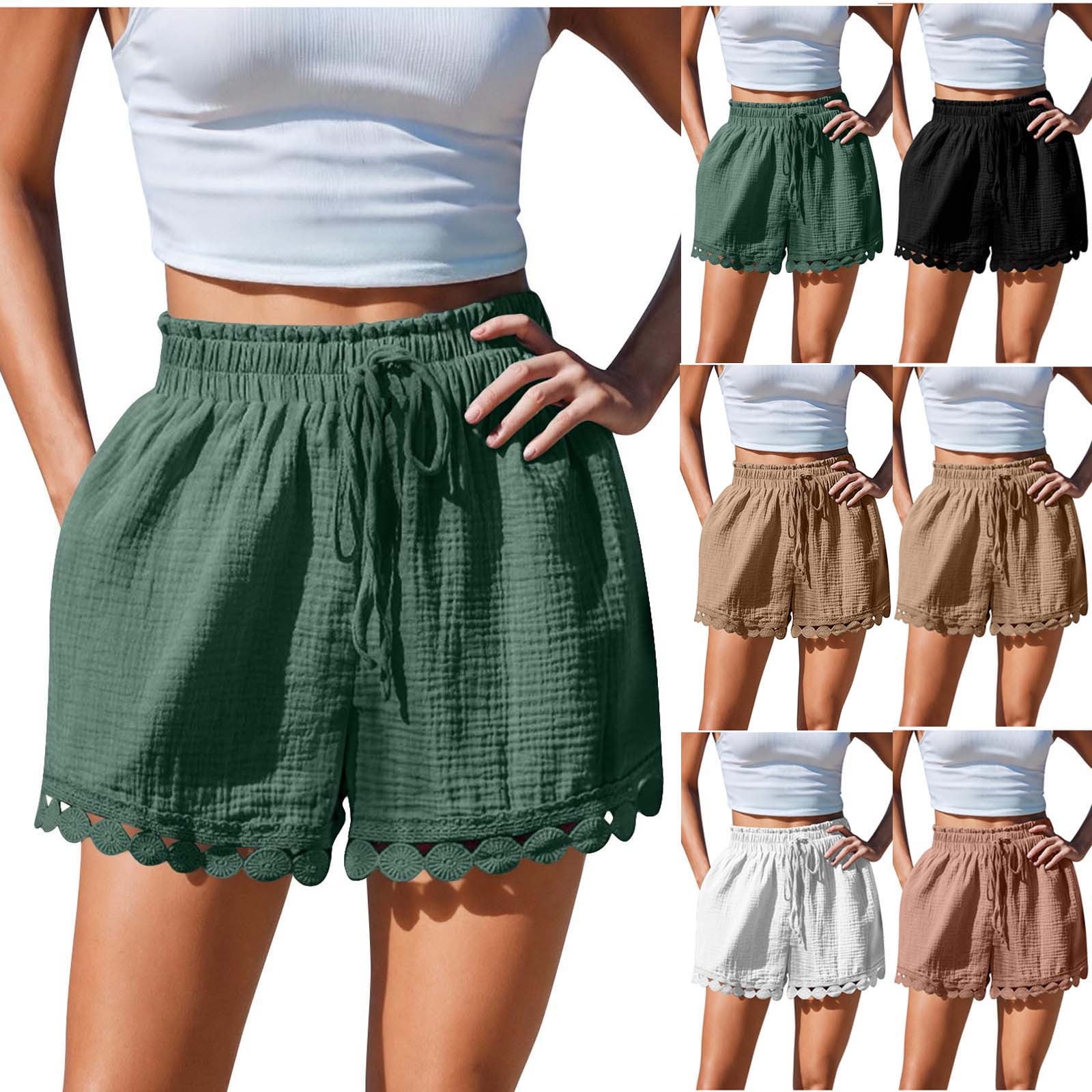 Itsame Womens Linen Shorts Pockets Women Walk Short Sweat Pants Tight ...