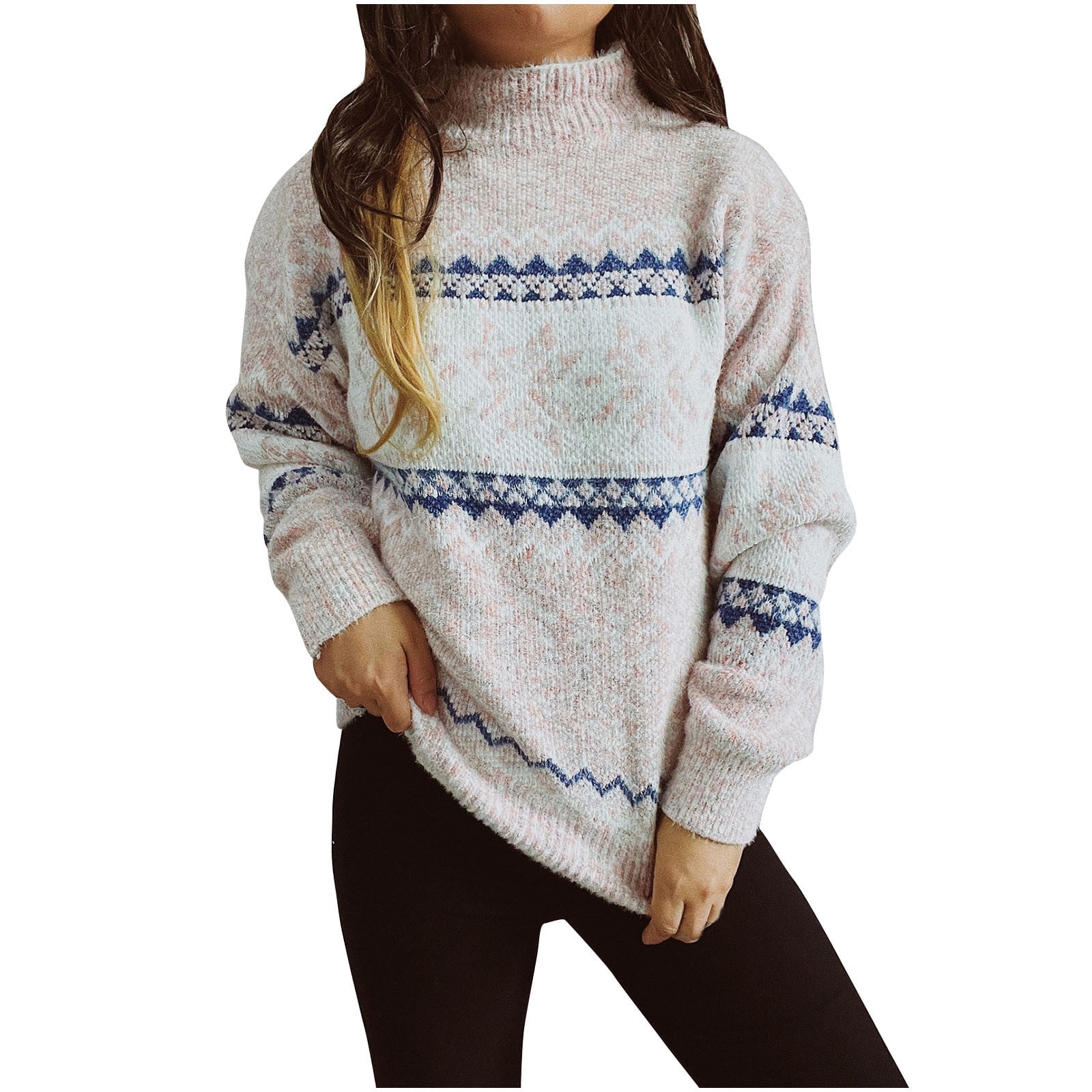 Itsame Womens Pullover Sweaters, Loose Crew Neck Gradient Stripe ...