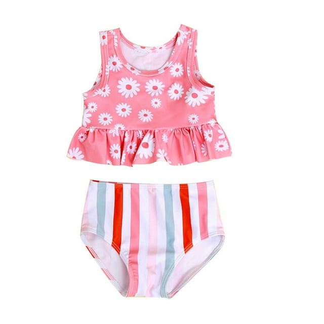 Itsun Girls Bathing Suitsinfant Girls Swimsuit Sleeveless Beach Flowers Tankinis Swimwear