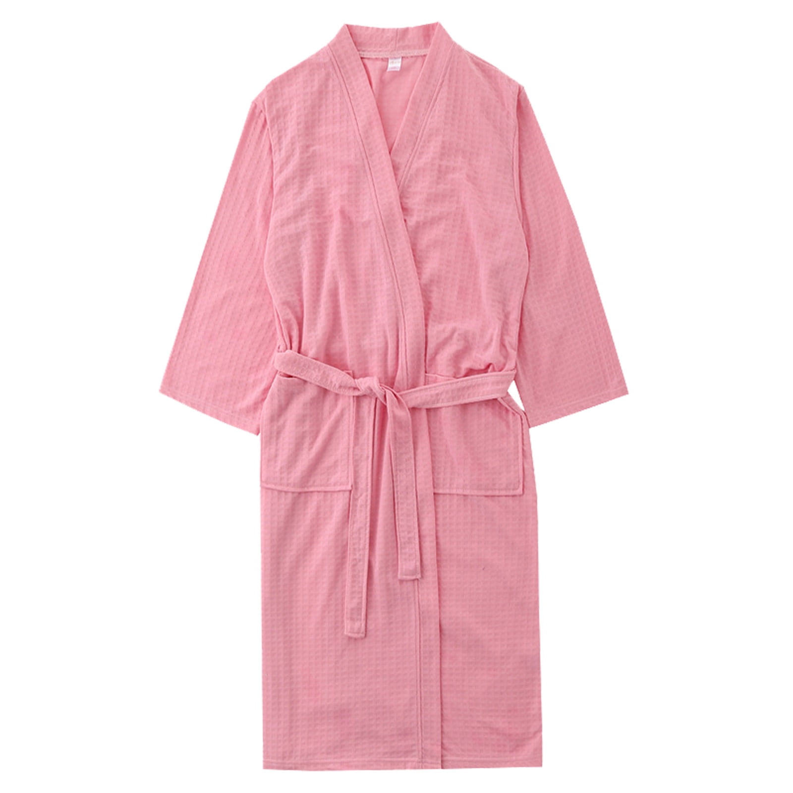 Itsun Mens Robesmens Long Sleeve Lightweight Cotton Robe Bathrobe Pink