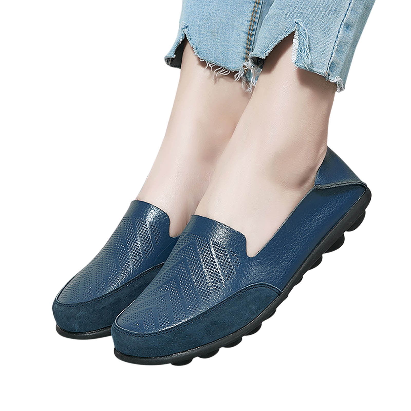 Itsun Womens Slip On Flat Shoes, Women's Comfortable Leather Loafers ...