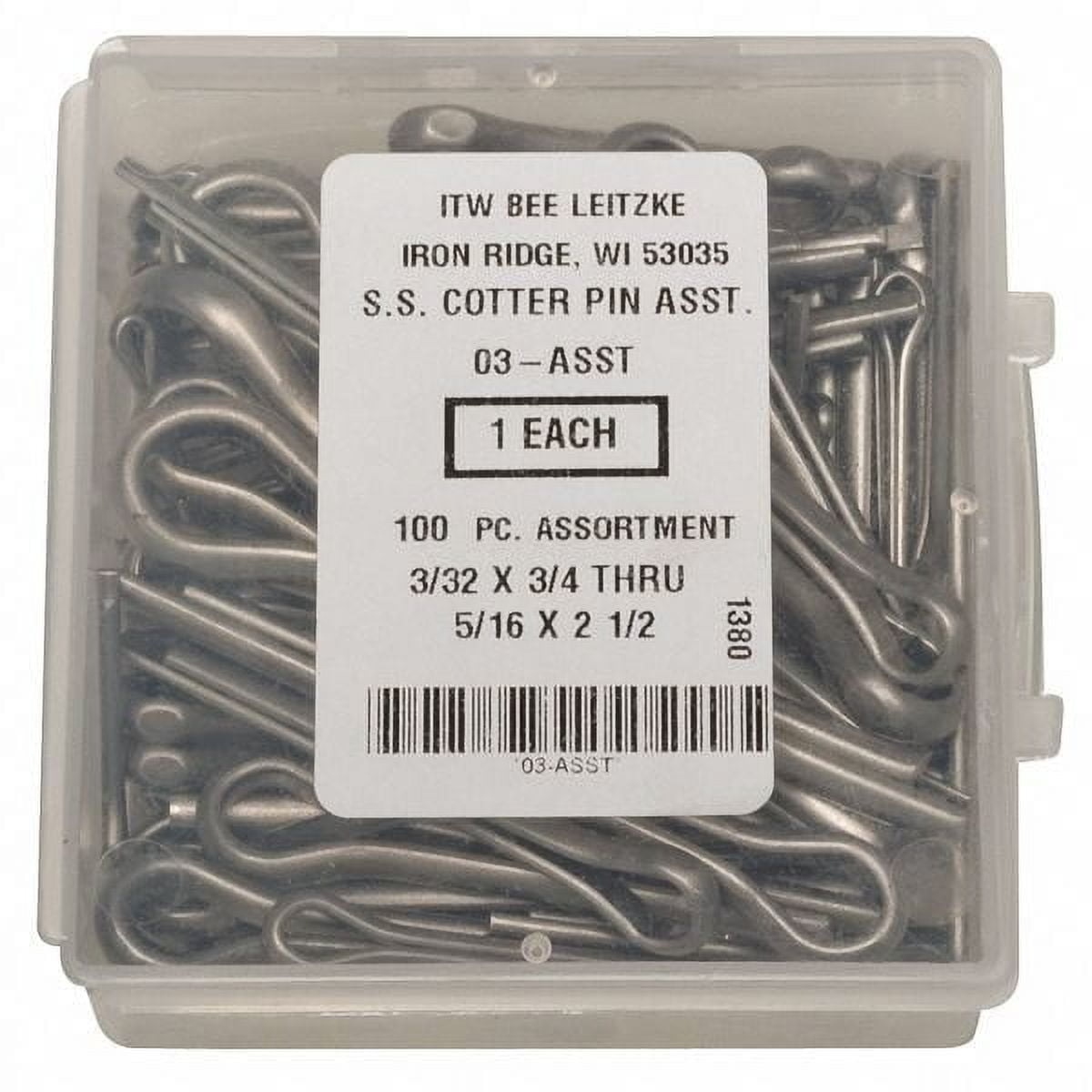Itw Bee Leitzke Cotter Pin Asst,18-8,100 Pcs,14 Sizes WWG-DISP-CPS100 ...