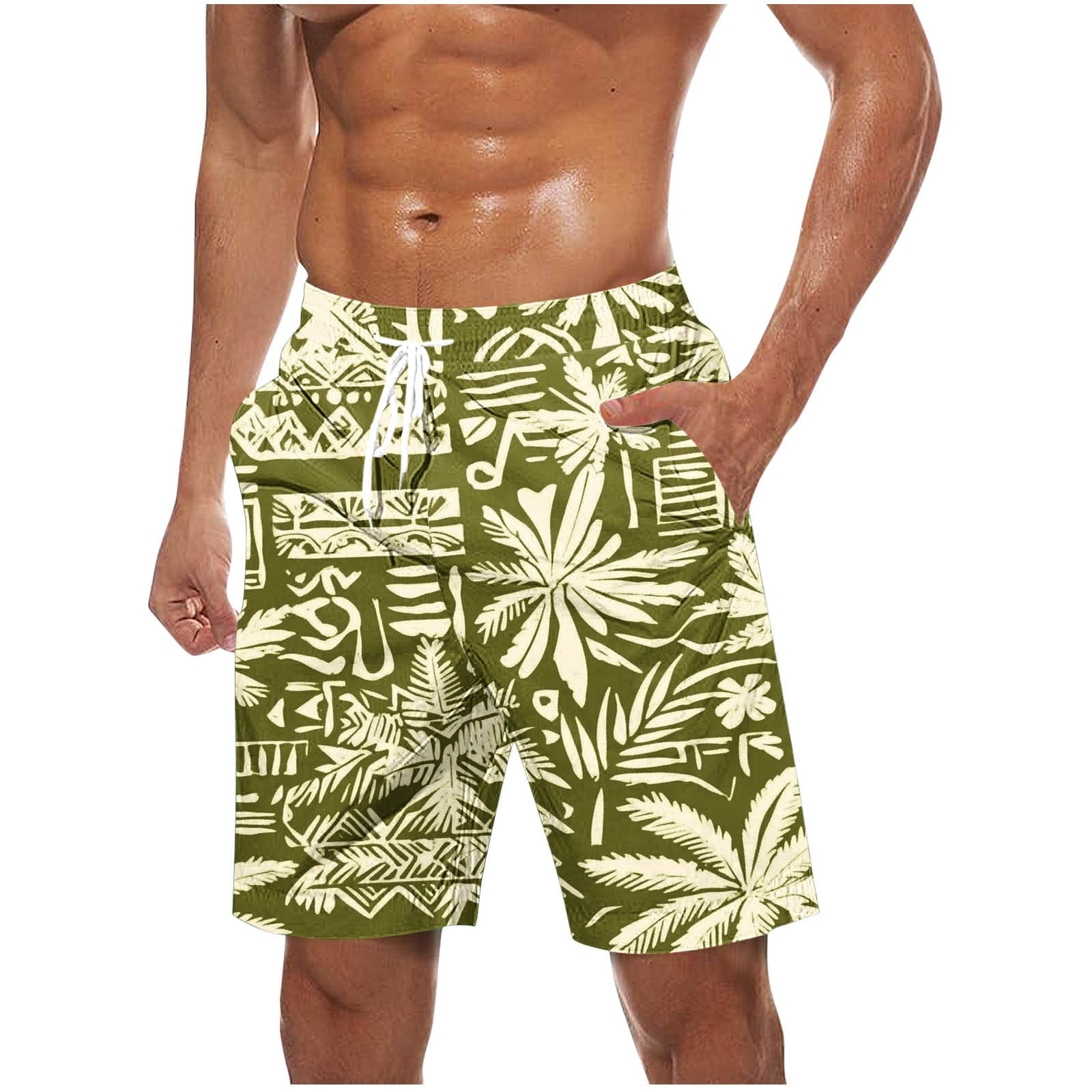 Iugvhana Big and Tall Swim Trunks for Men Hawaiian Tropical Bathing ...