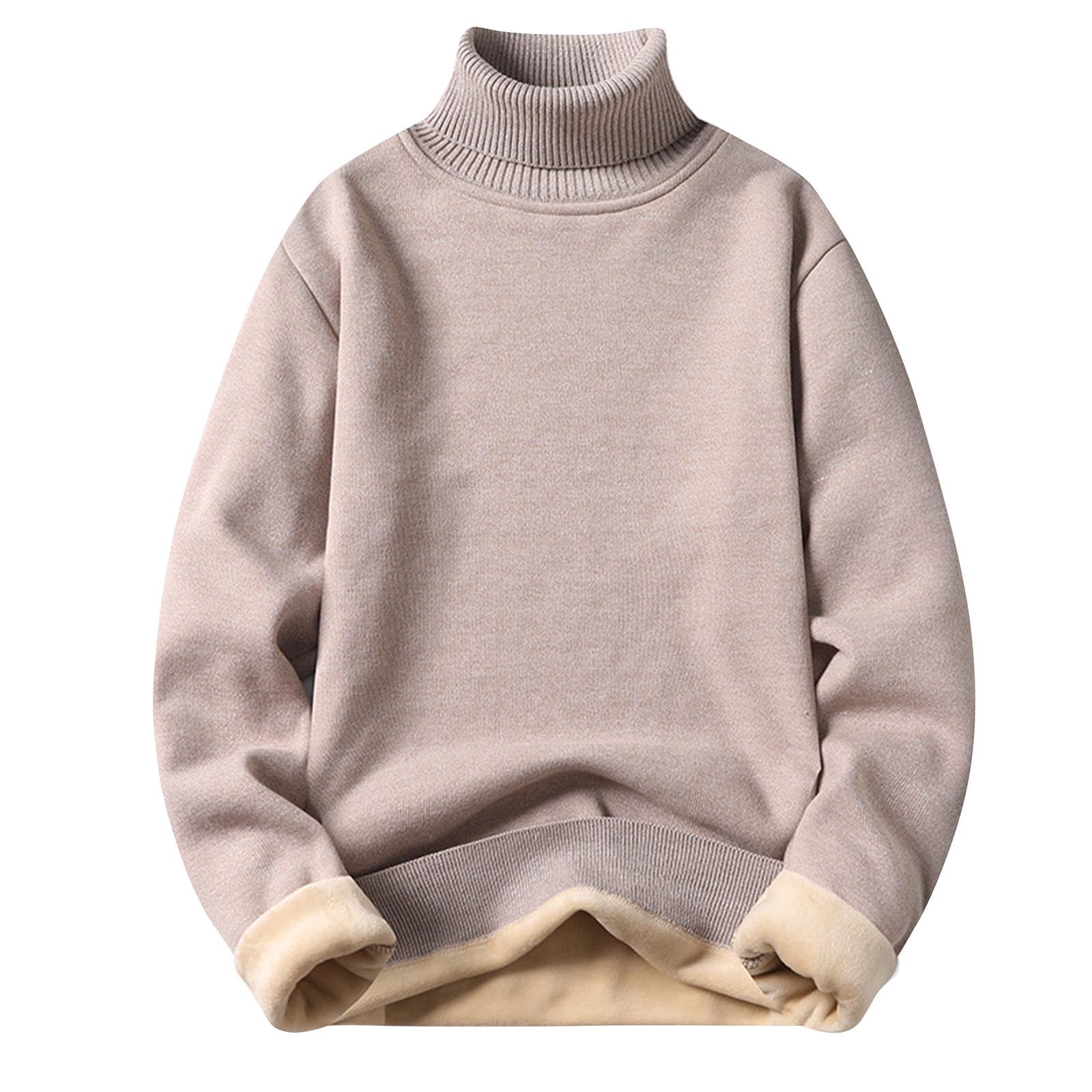 Iugvhana Fleece Lined Turtleneck Sweaters for Men Winter Warm Thick ...