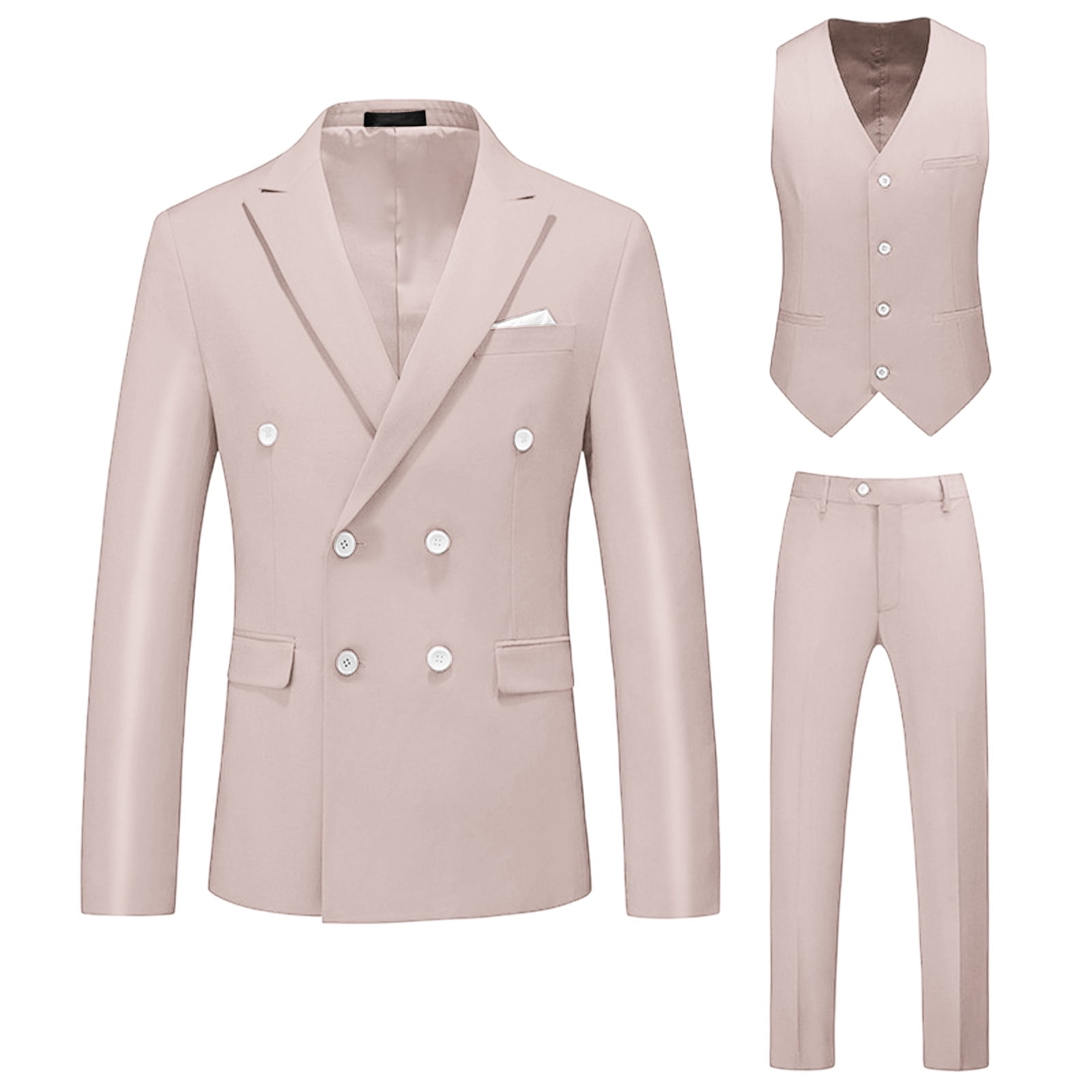 Iugvhana Men's 3 Piece Suits Vest Pants Sets Elegant Solid Double ...
