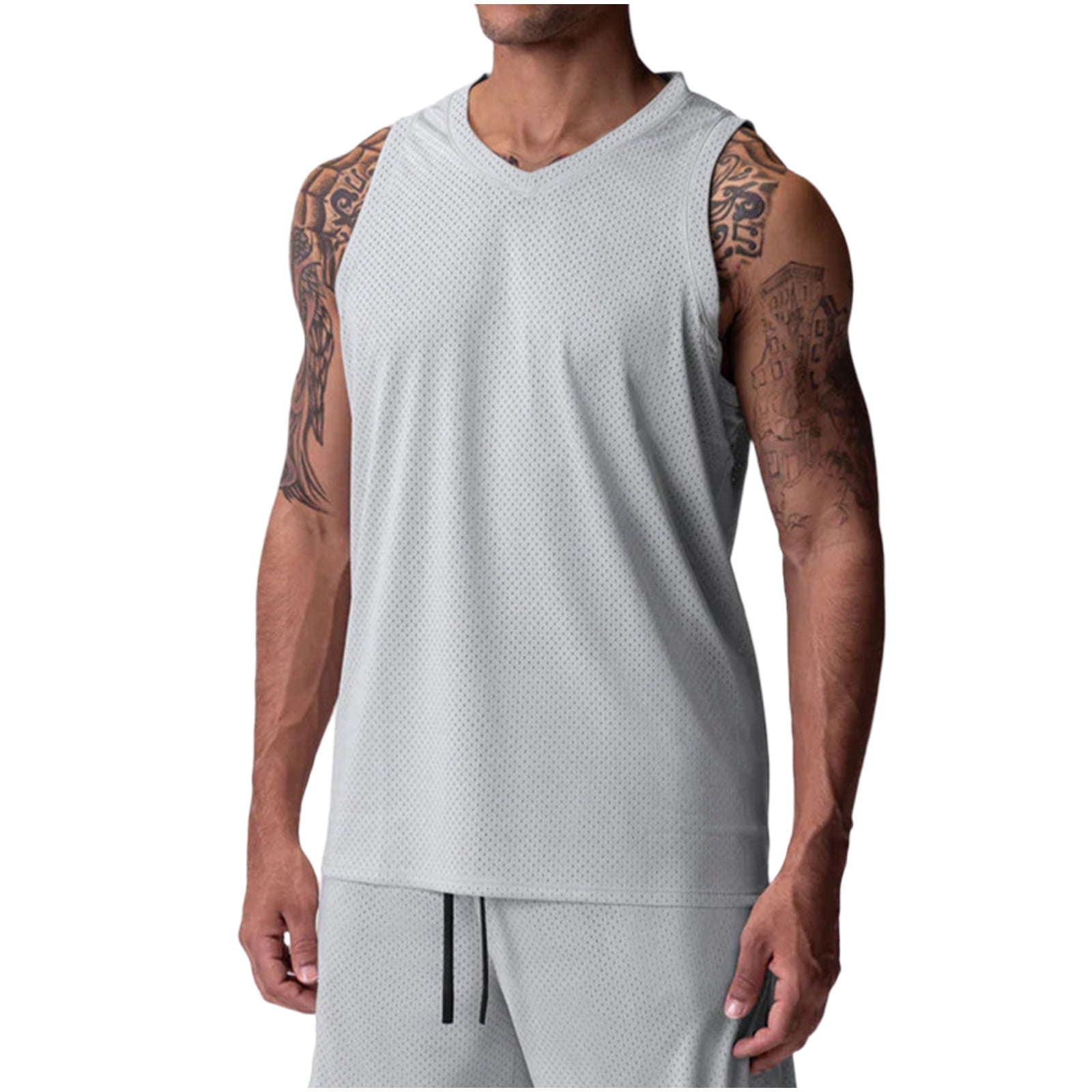 Iugvhana Men's Breathable Workout Sleeveless Shirts Mesh Quick Dry Swim ...