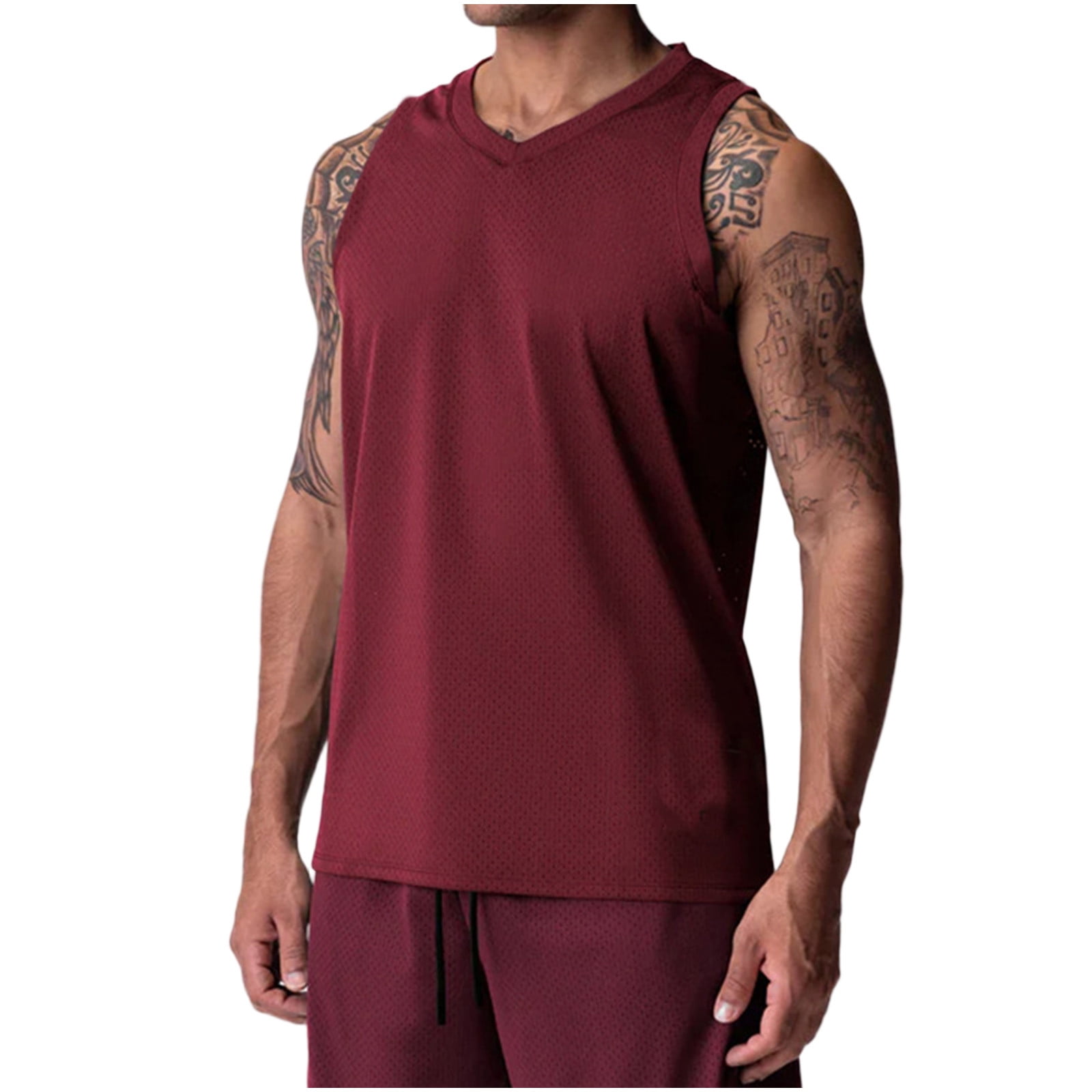 Iugvhana Men's Breathable Workout Sleeveless Shirts Mesh Quick Dry Swim ...