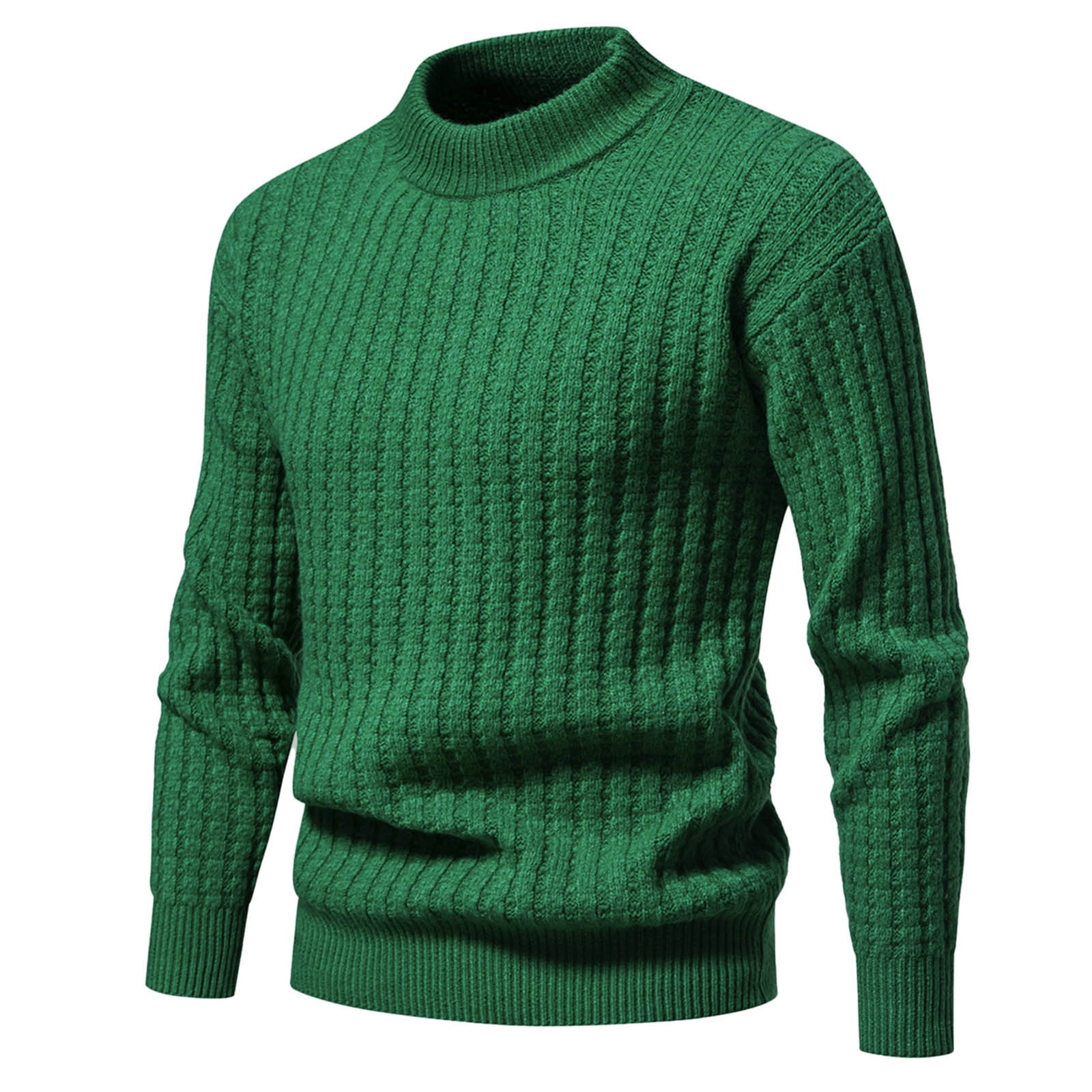 Iugvhana Men's Cable Knit Crewneck Sweater Winter Casual Classic Fit ...