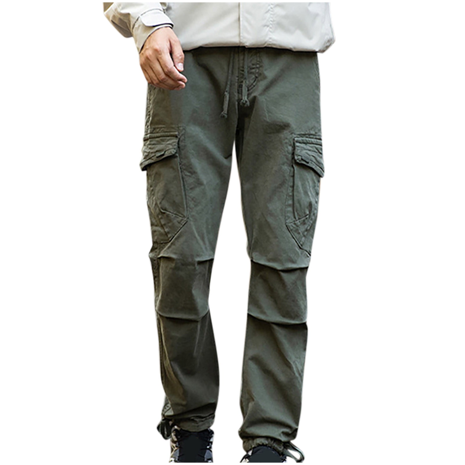Iugvhana Men's Cargo Pants Multi Pockets Trendy Solid Color Regular Fit ...