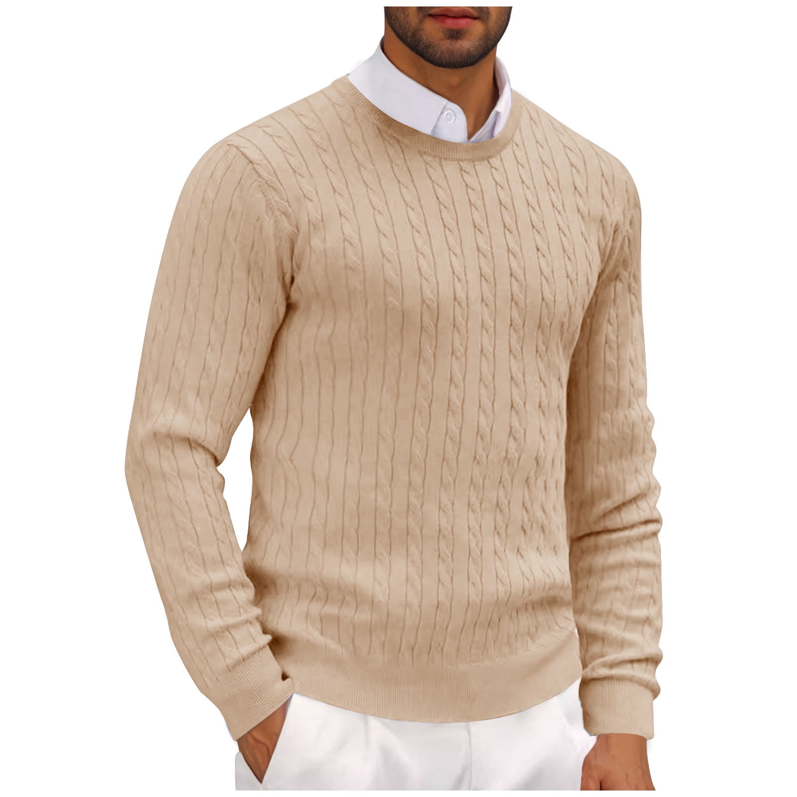 Iugvhana Men's Crew Neck Sweater Slim Fit Lightweight Sweatshirts ...