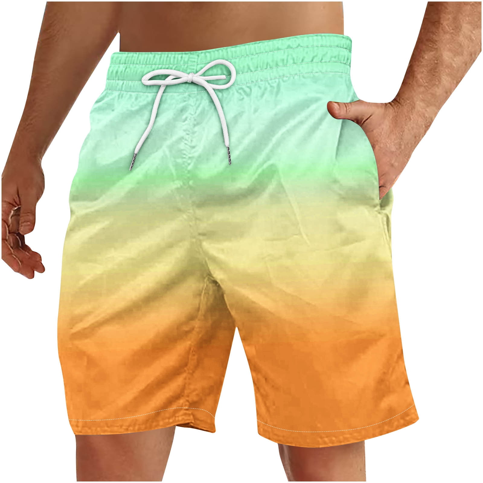 Iugvhana Men's Gradient Print Swim Trunks with Pockets Big and Tall ...