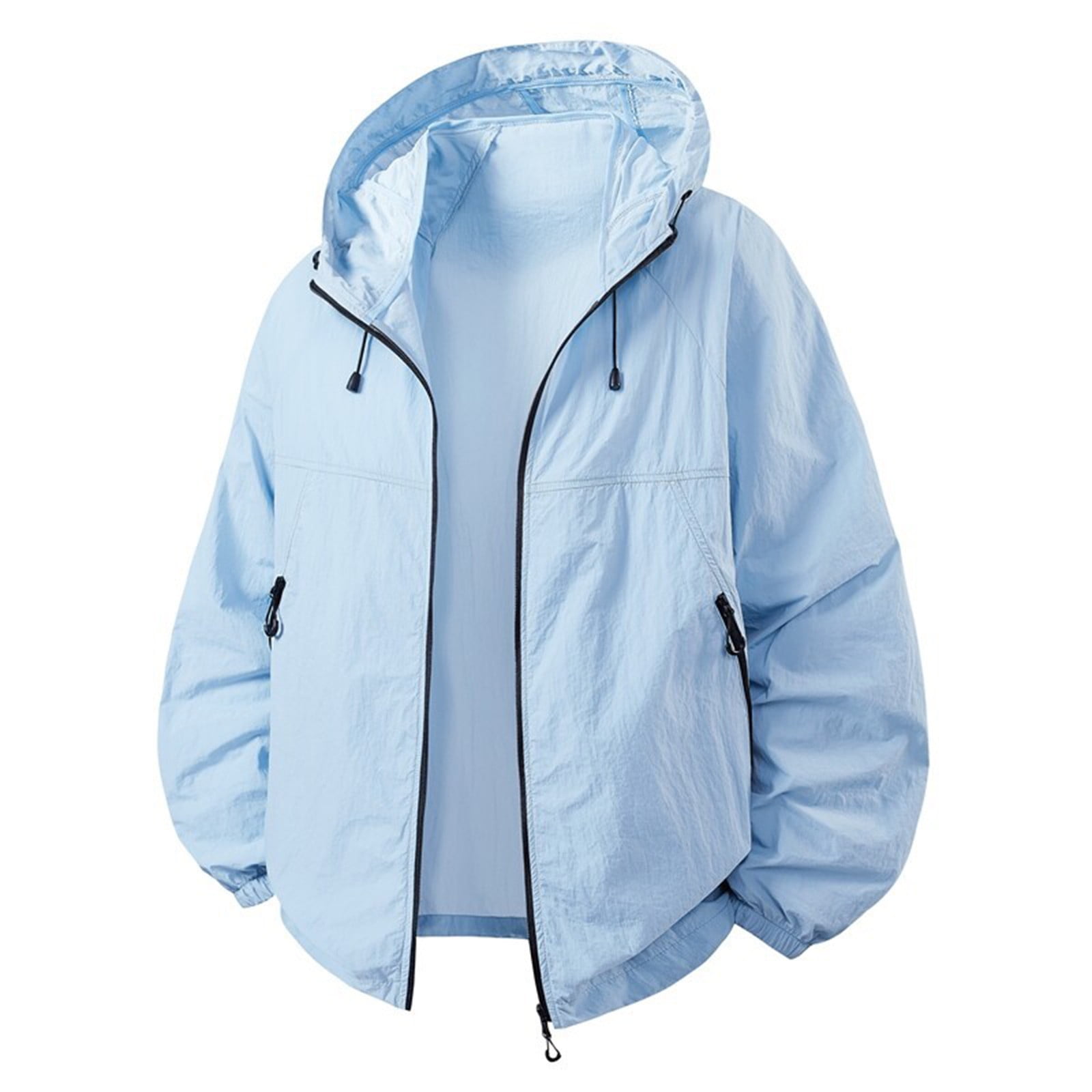 Iugvhana Men's Lightweight Hooded Rain Jacket Waterproof Zipper Outdoor ...