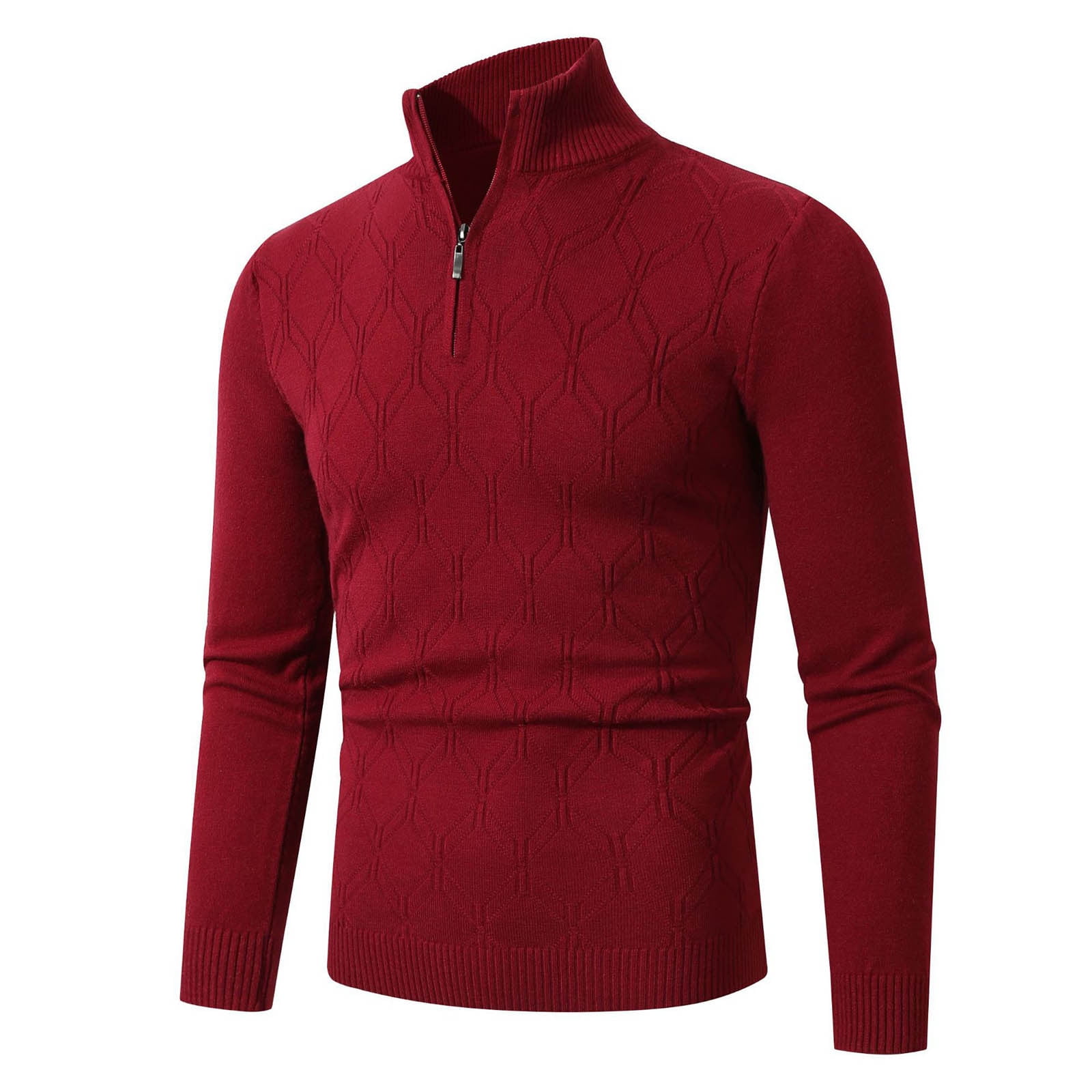 Iugvhana Mens Quarter Zip Sweaters Slim Fit Lightweight Knitted Mock Neck Long Sleeve Pullover