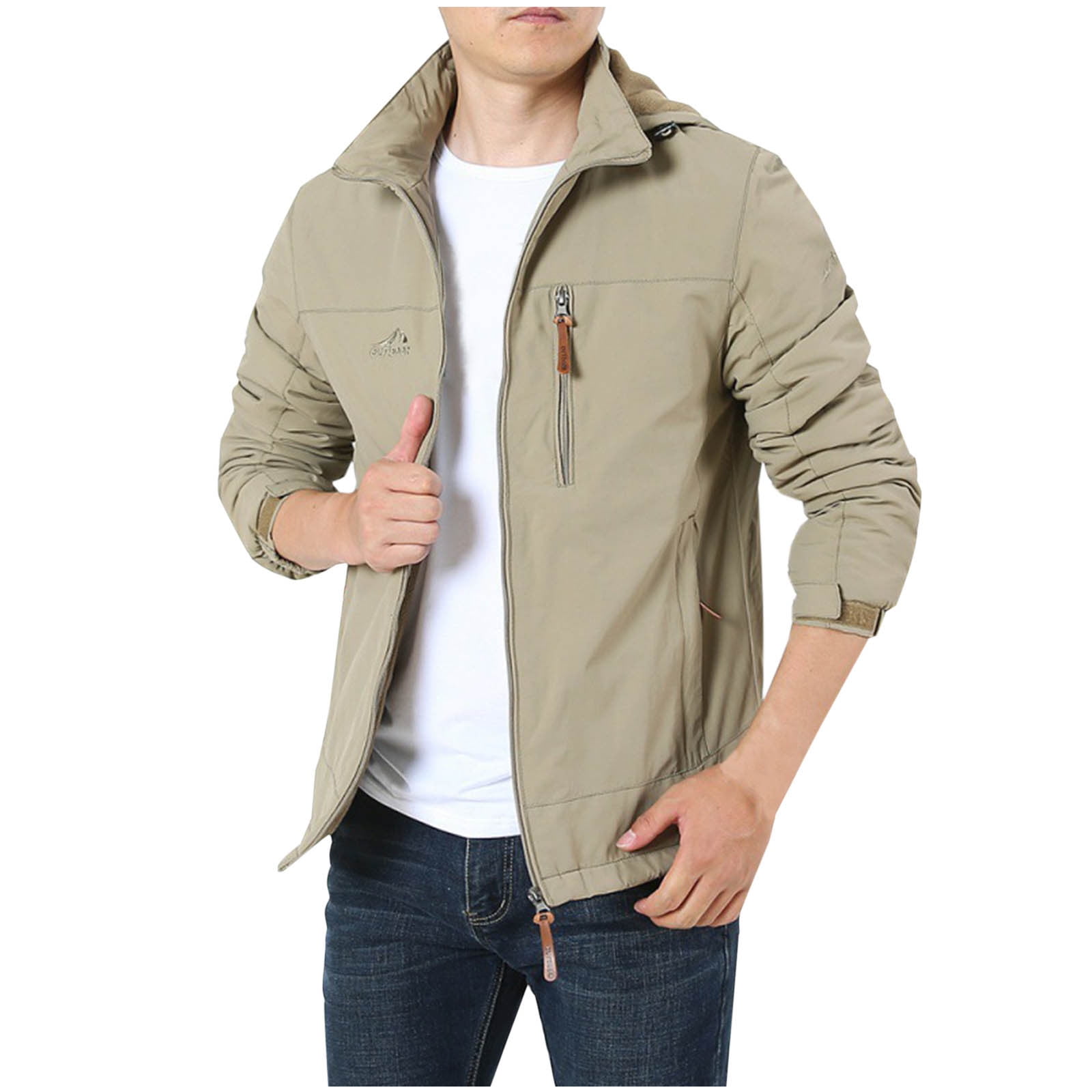 Iugvhana Men's Regular Fit Jacket Classic Solid Fleece Lined Warm ...
