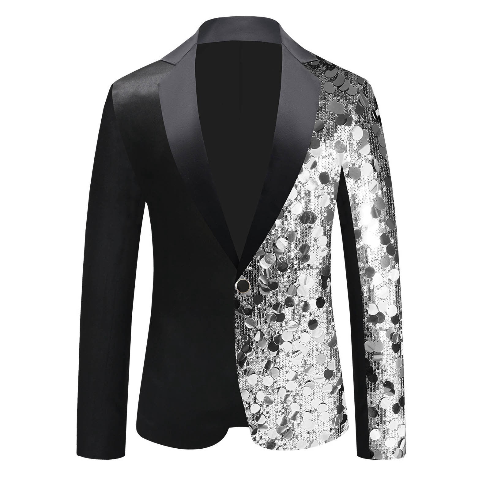Iugvhana Men's Sequin Blazers Shiny Prom Suit Jacket One Button Slim ...