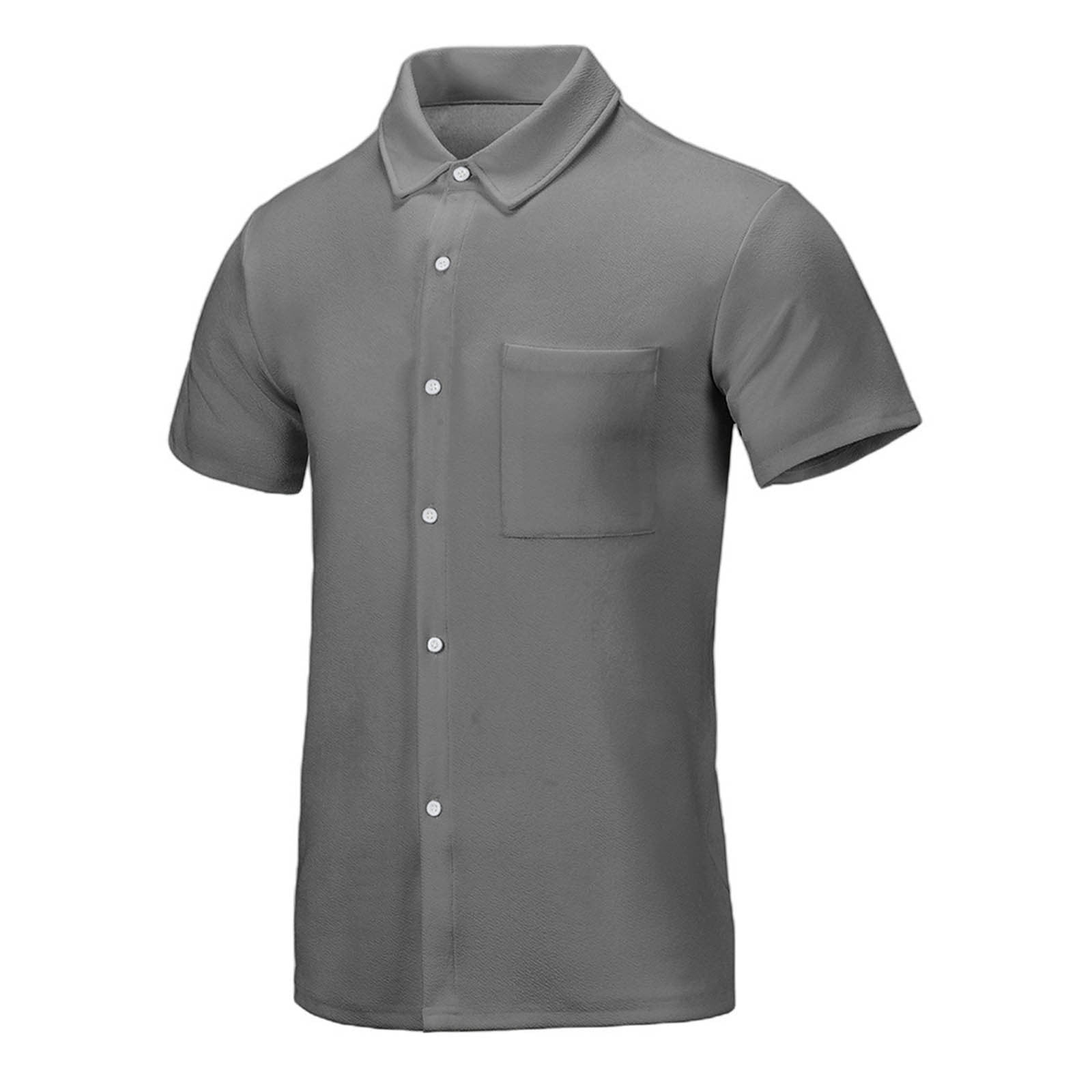 Iugvhana Men's Short Sleeve Soft Shirt Classic Fit Solid Color Button ...