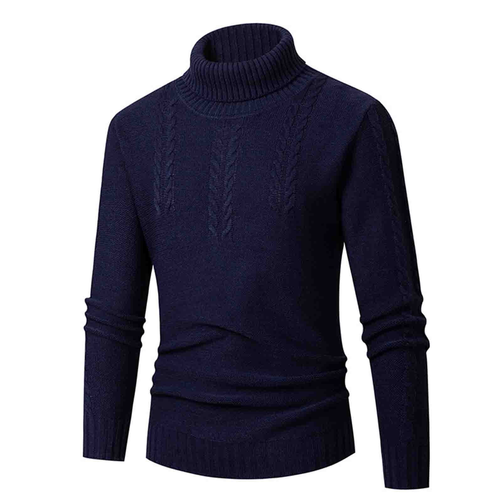 Iugvhana Men's Slim Fit Turtleneck Sweater Knitted High Neck Pullover ...