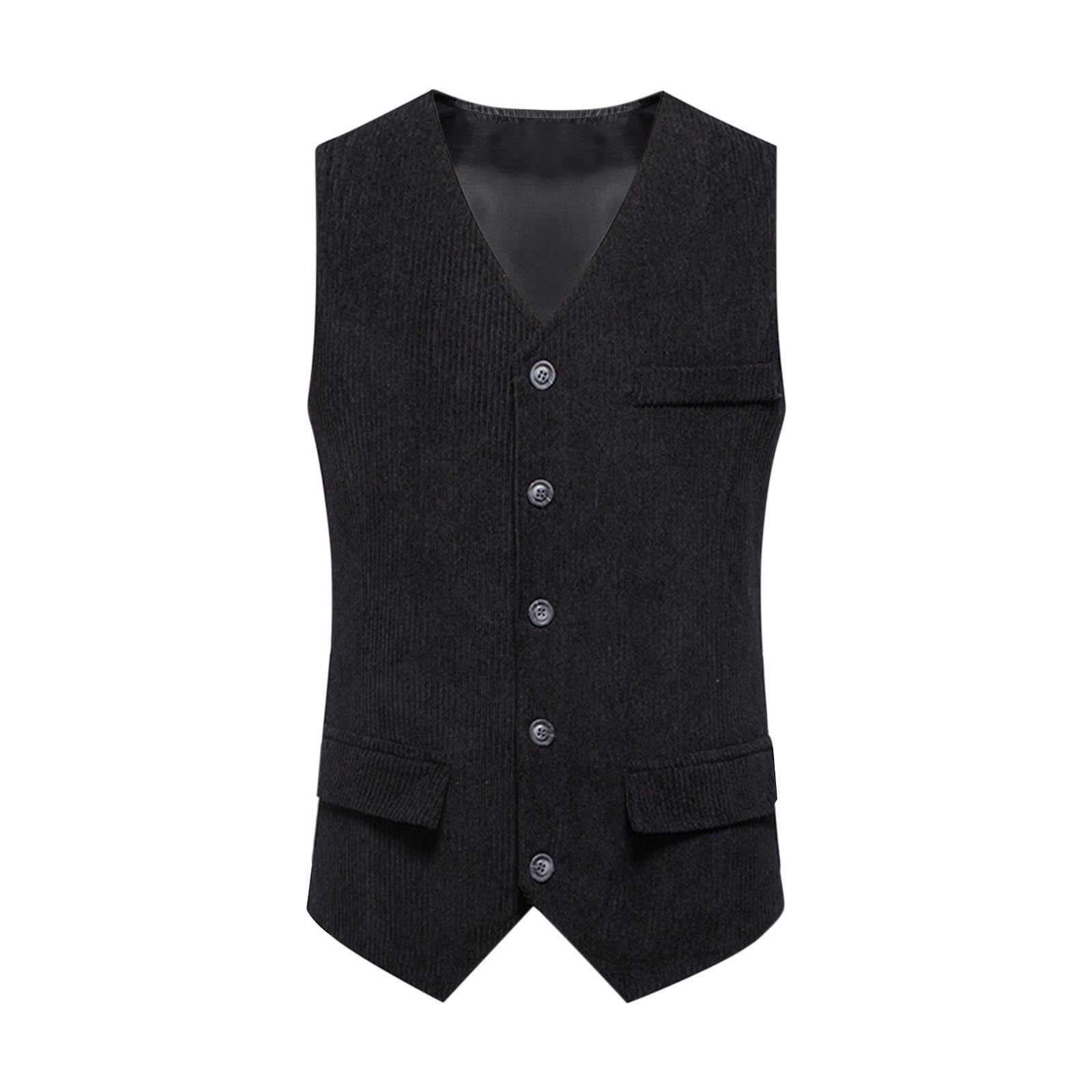 Iugvhana Men's Suit Vests Business Formal Dress Tweed Vest Slim Fit ...