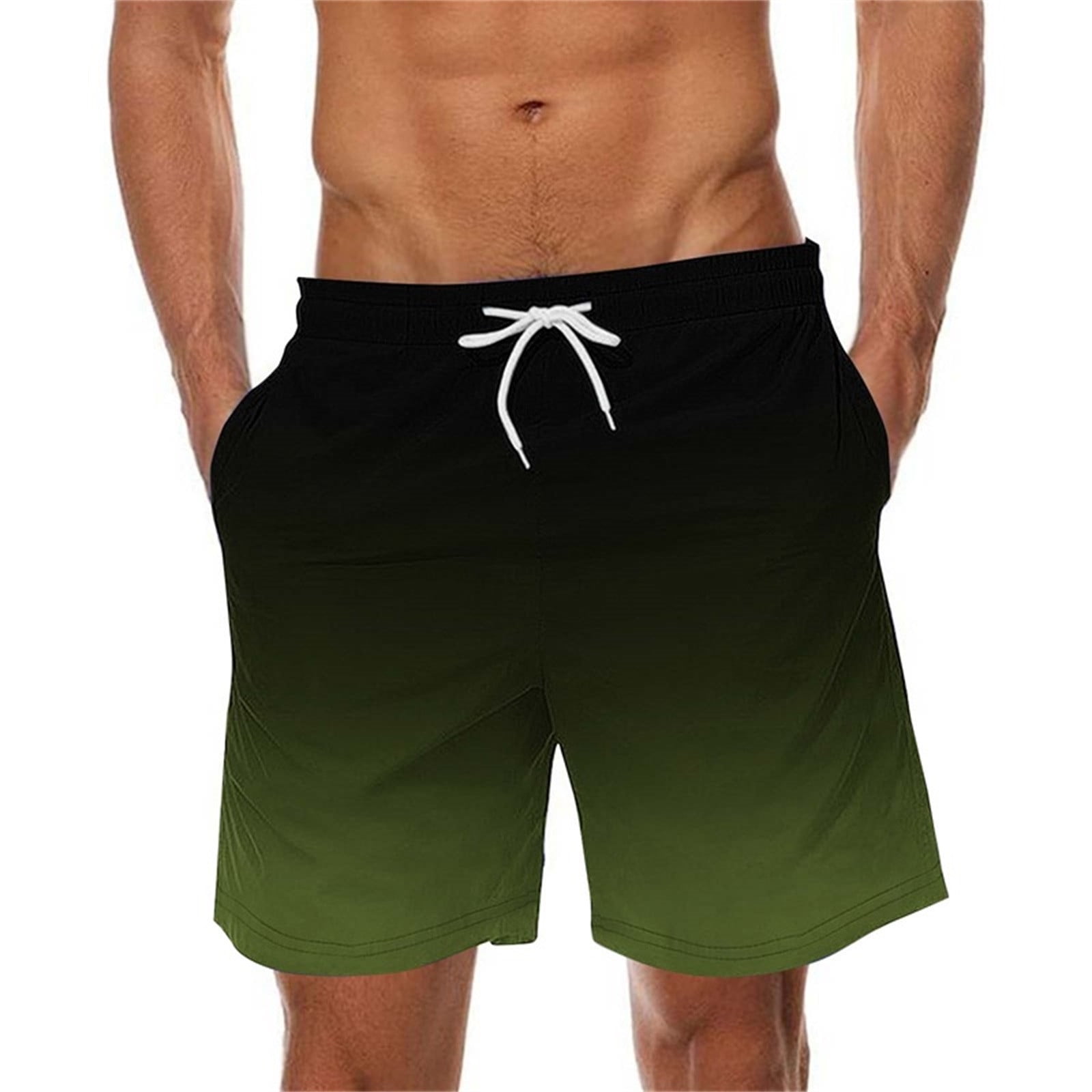 Iugvhana Men's Swim Trunks Gradient Color Quick Dry Beach Shorts with ...