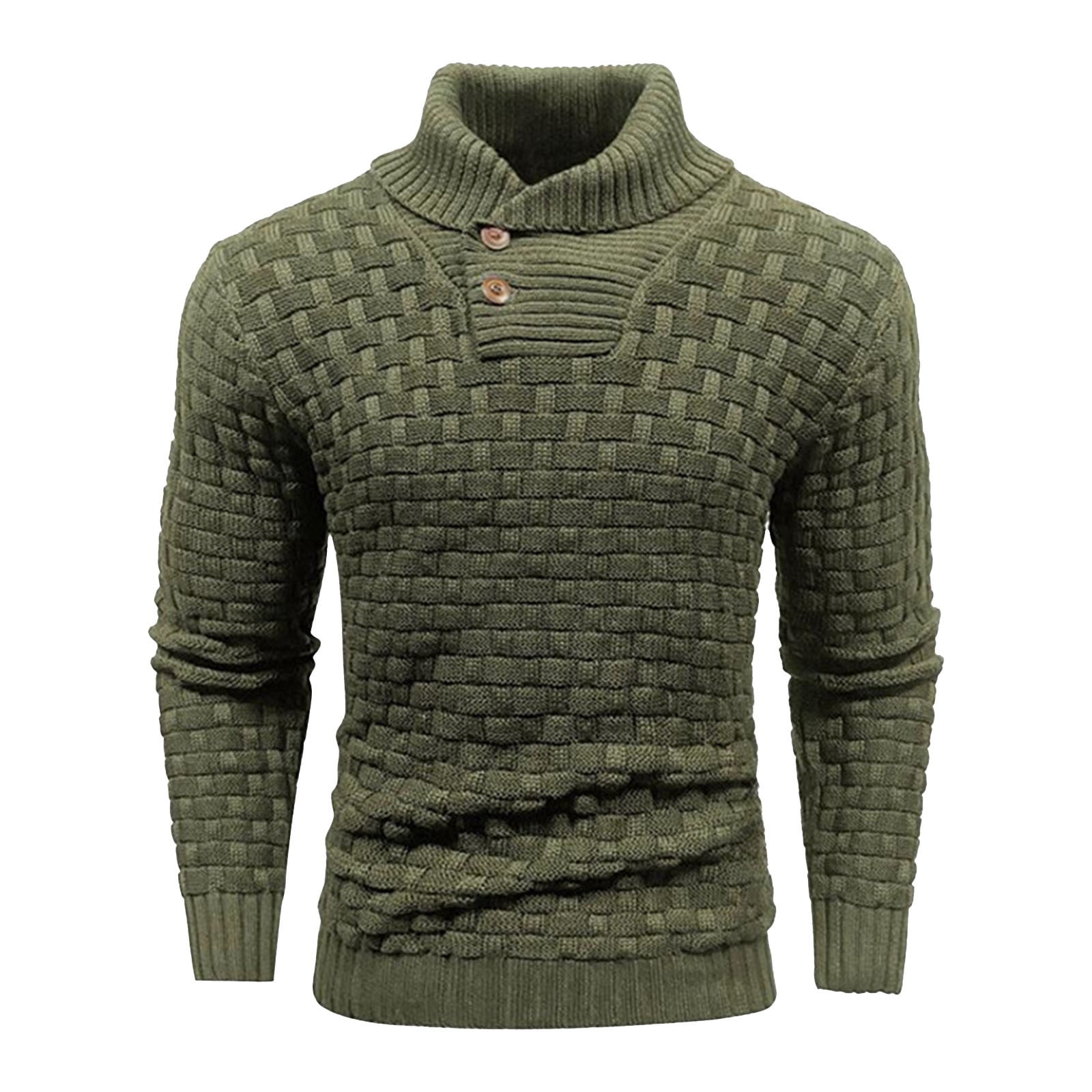 Iugvhana Shawl Collar Sweaters for Men Casual Pullvoer Slim Fit Buttons ...