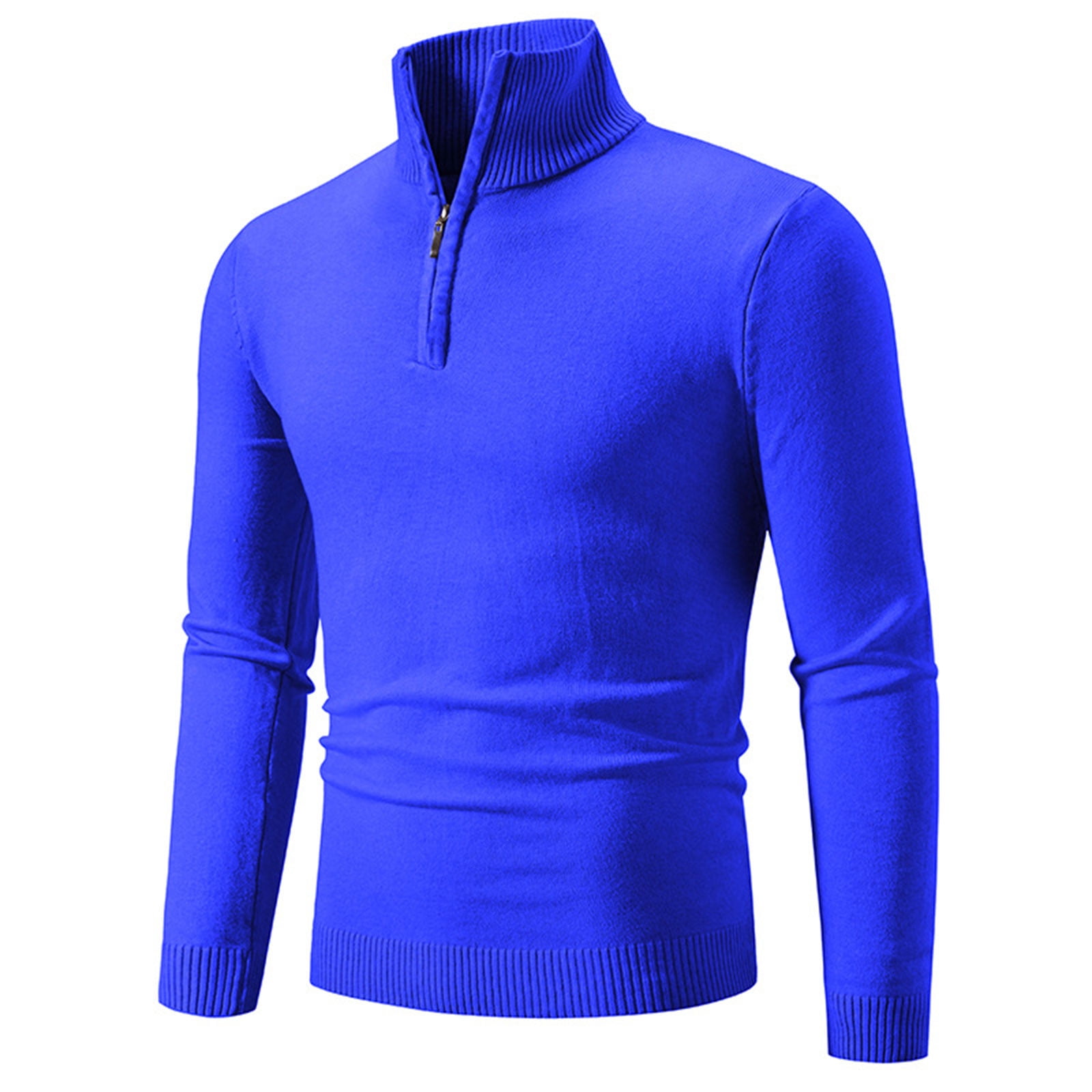 Iugvhana Zipper Pullover Knit Sweaters for Men Regular Fit Solid Rib ...