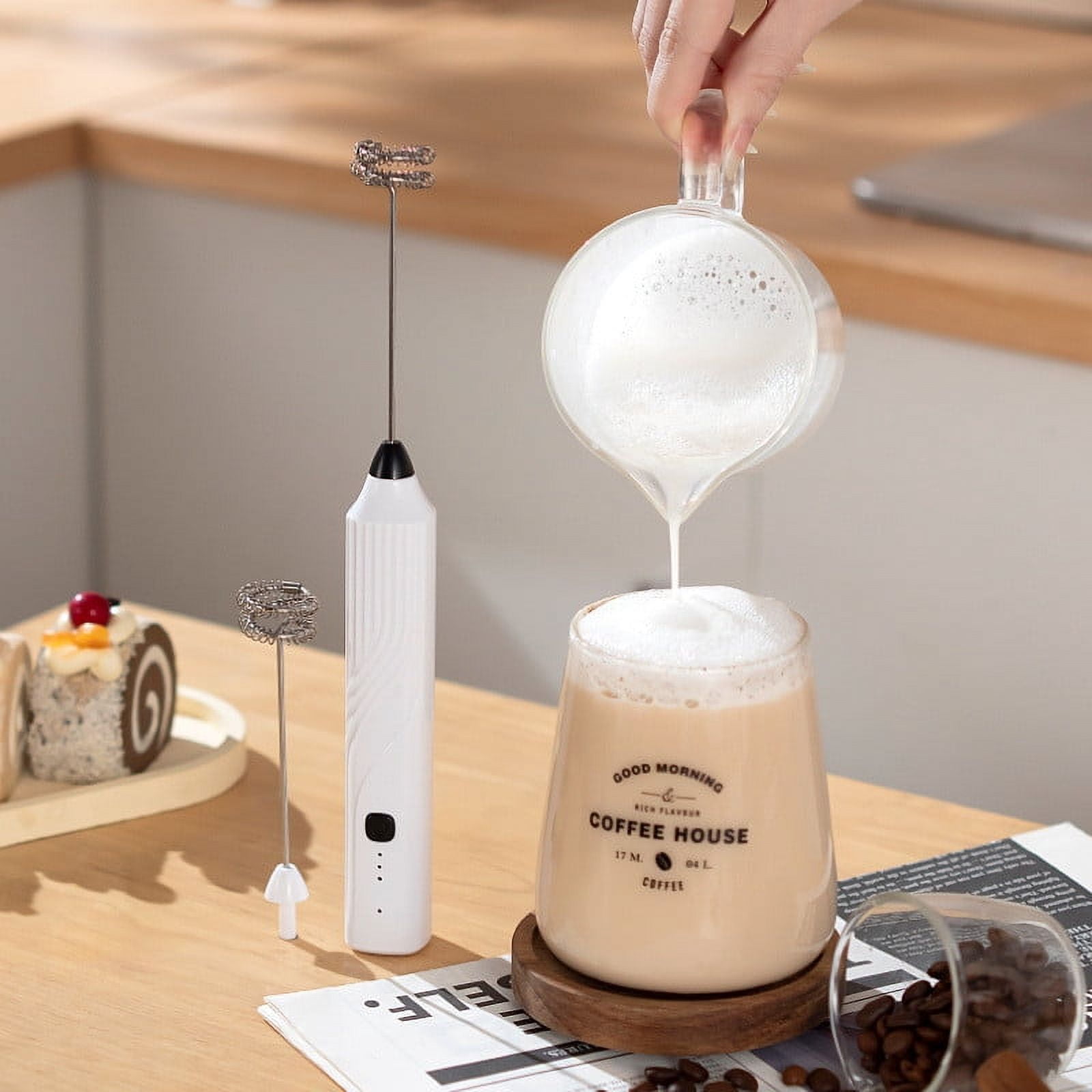 Iuhan 2Pcs Milk Coffee Stirrer, Powerful Electric Milk Frother and ...