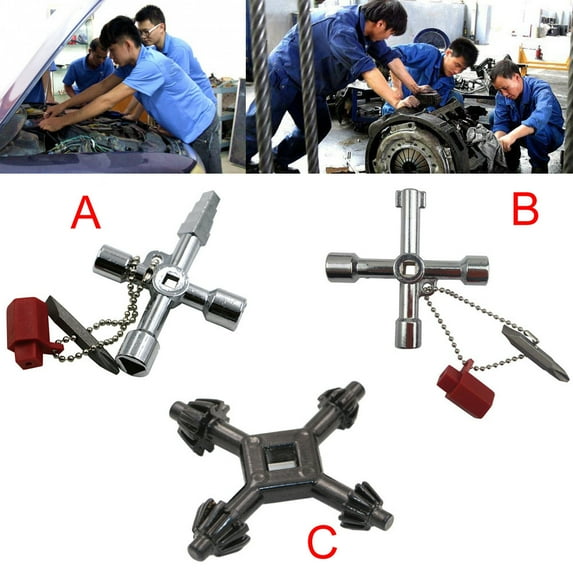 Iuhan 2Pcs Multi-Model Key Wrench, Plumbing Tool for Meter Cabinets and ...