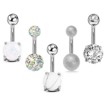Colorful Belly Button Rings 14G Surgical Steel Body Jewelry 5pc ...
