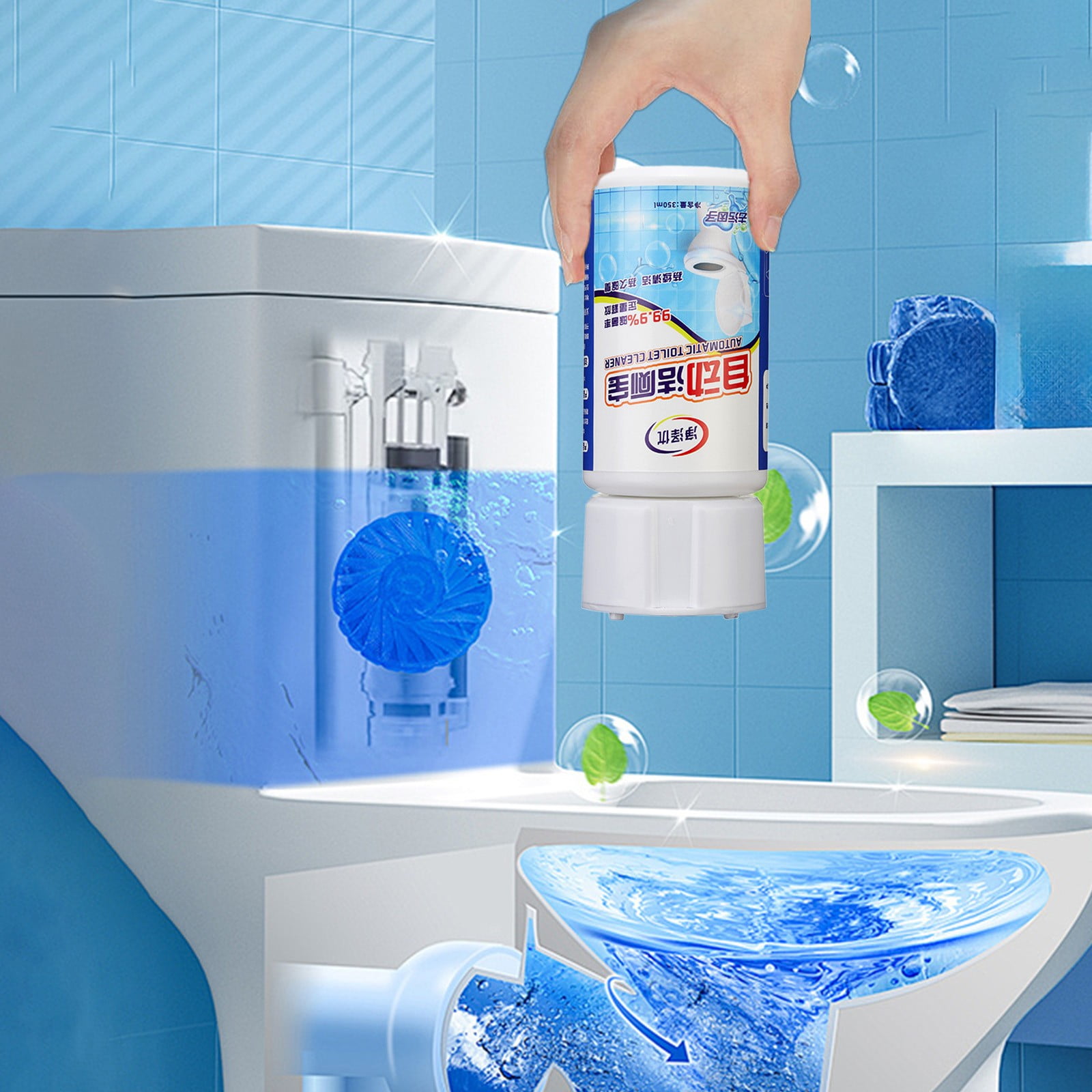 Iuhan Automatic Toilet Bowl Cleaner, Powerful Stain Remover Blue Liquid ...