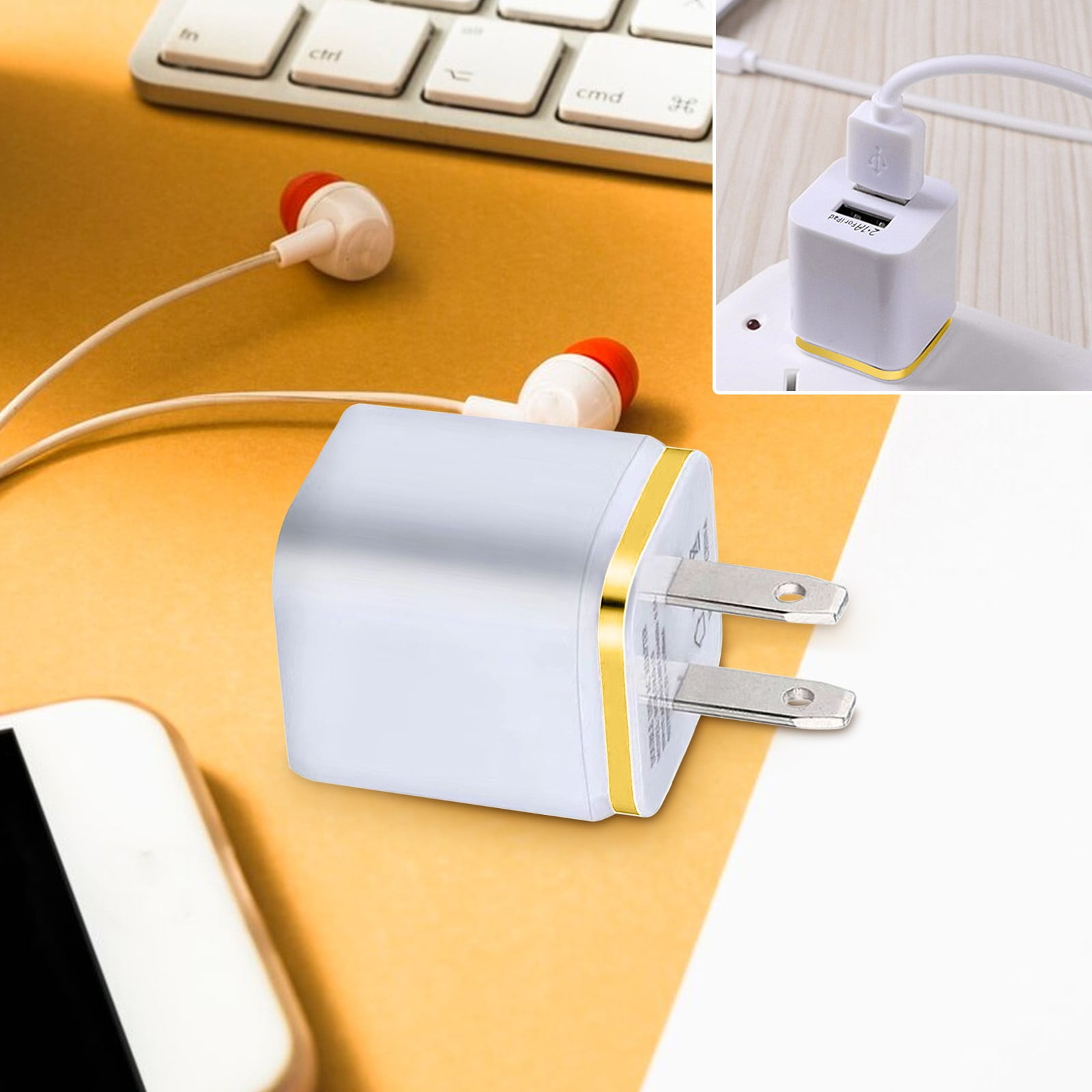 Iuhan Double USB Wall Charger, 2.1A Fast Charging Block Dual Port ...