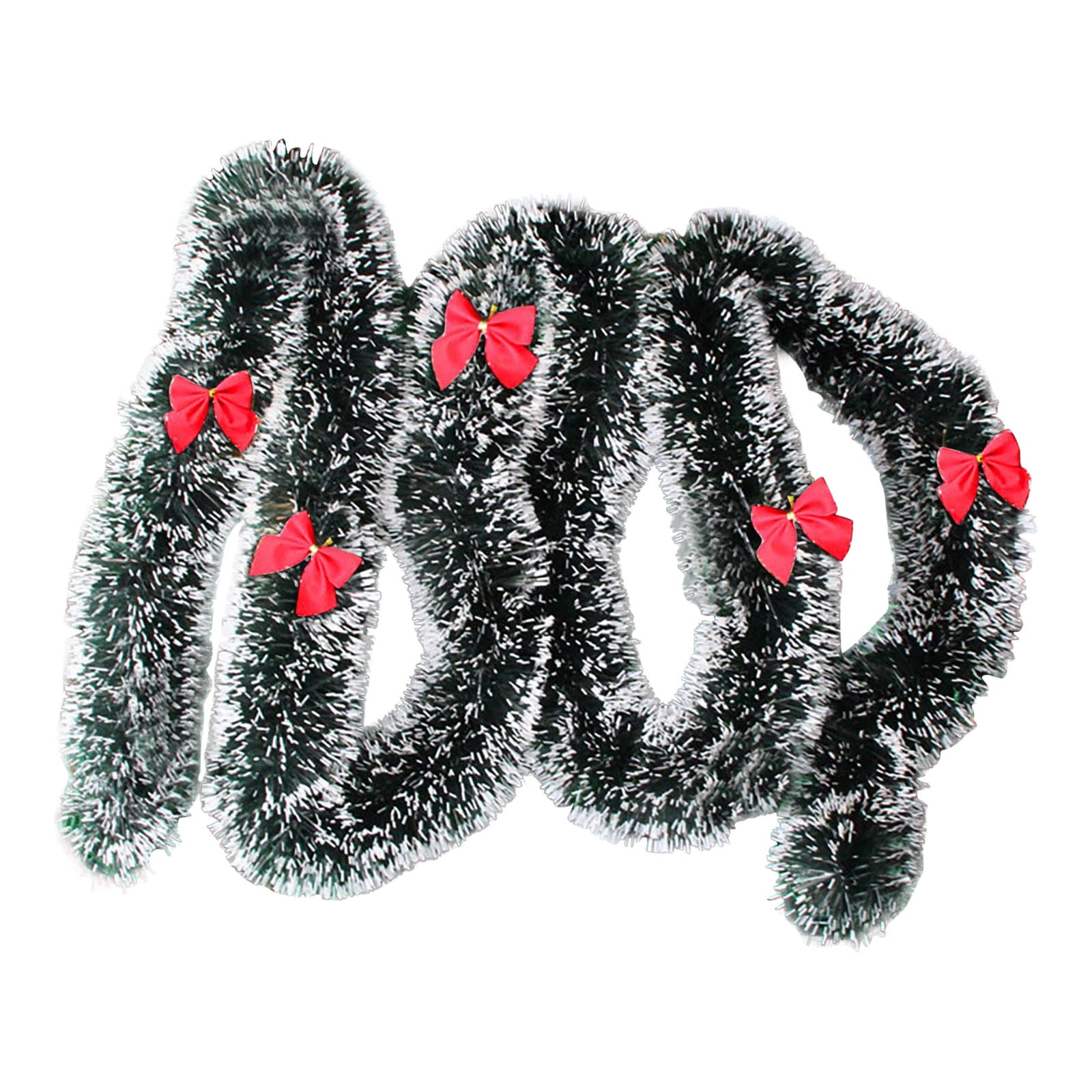 Iumwxz 2m Christmas Garland with White Snow Red Bows Flexible Fir ...