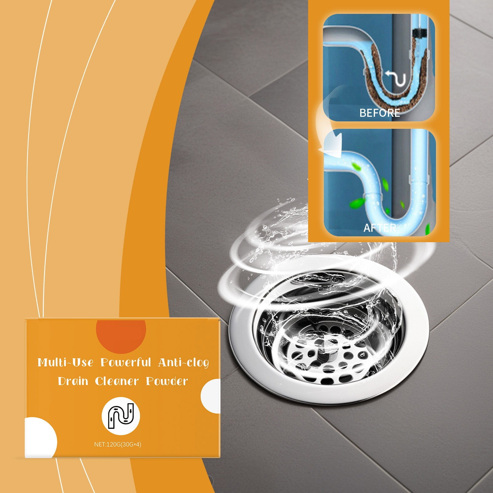 Iumwxz Up to 65% off Drainage Pipe Clogging Cleaning Powder Dredging ...