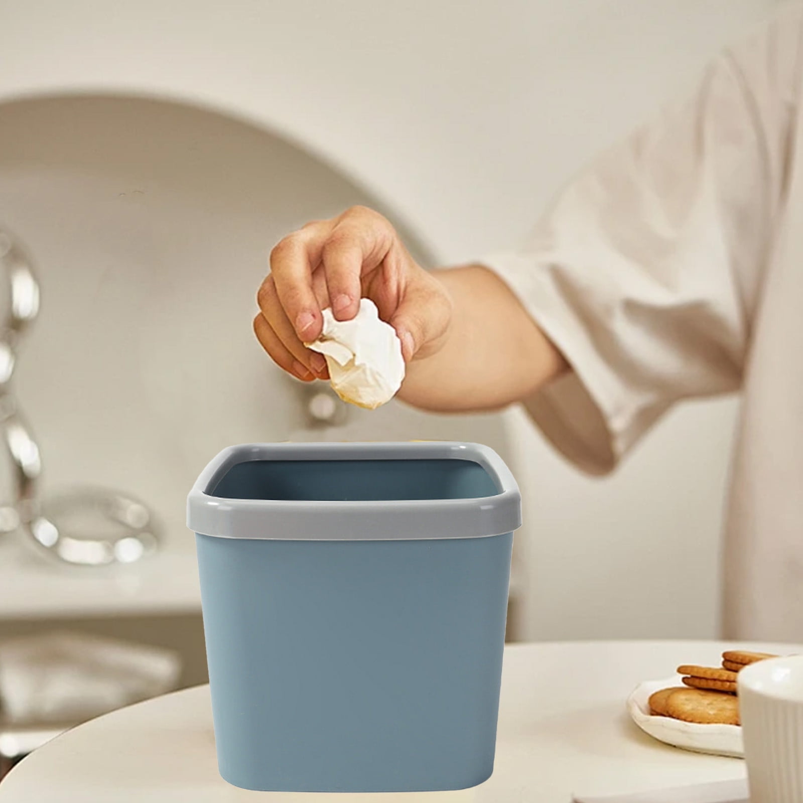 Iumwxz Trash Can Desktop Trash Can with Lidless and Press Ring Living ...