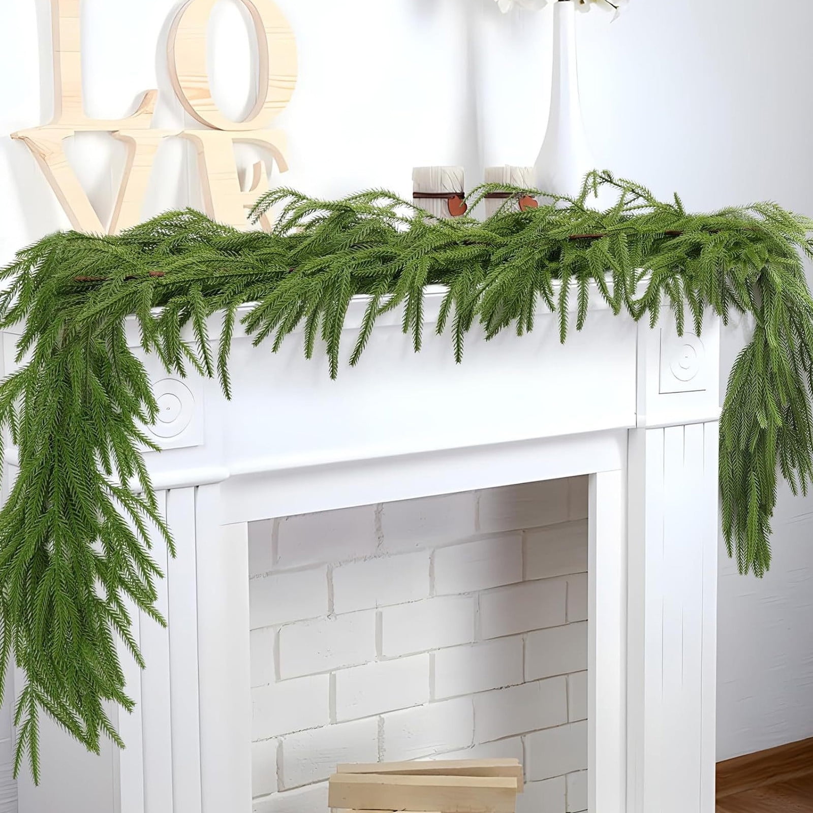 Iumwxz 70.87 Inch Realistic Artificial Christmas Garland with PVC Pine ...