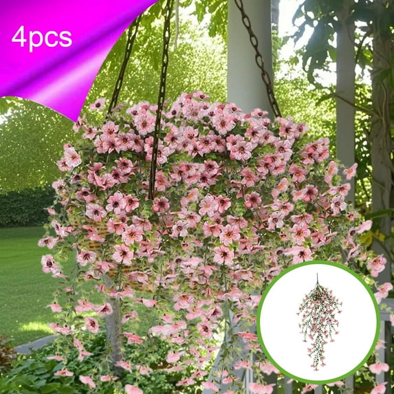 Iumwxz Artificial Violets and Eucalyptus Hanging Vines 4 Pack Blue ...