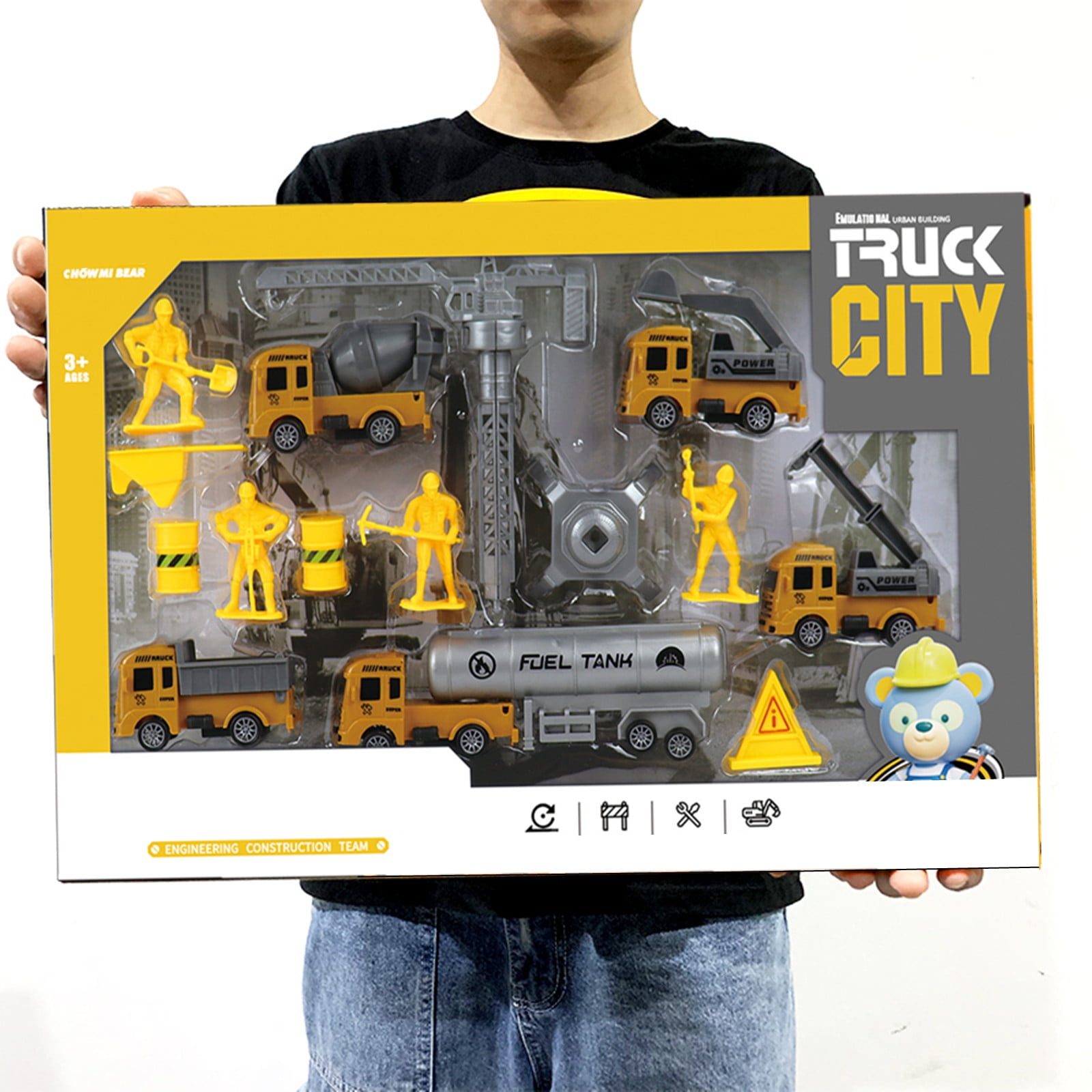 Iumwxz Construction Vehicles Playset -Ane Excavator Dump Truck Cement ...