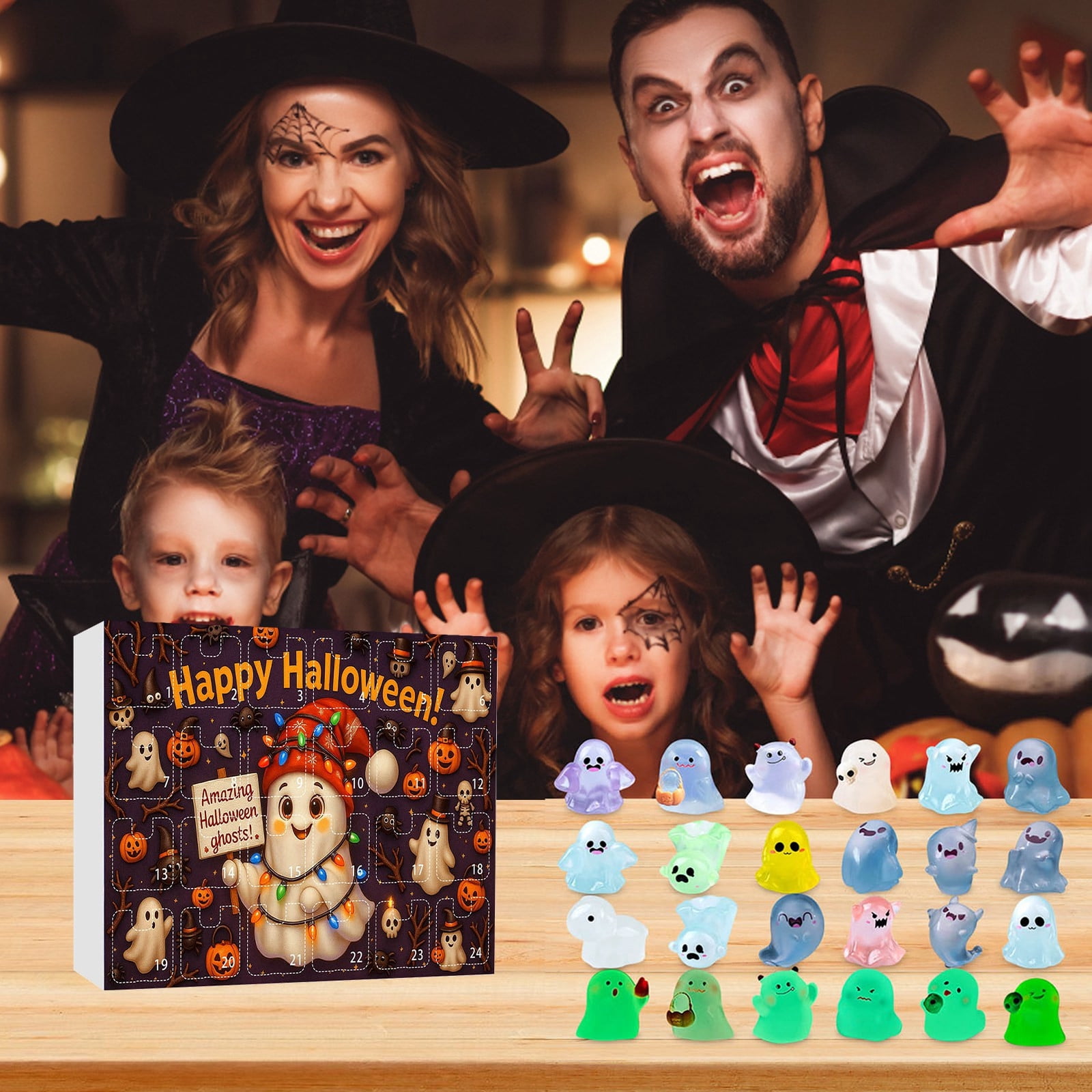 Iumwxz Calendar Halloween Christmas Advent Calendar Luminous Resin ...