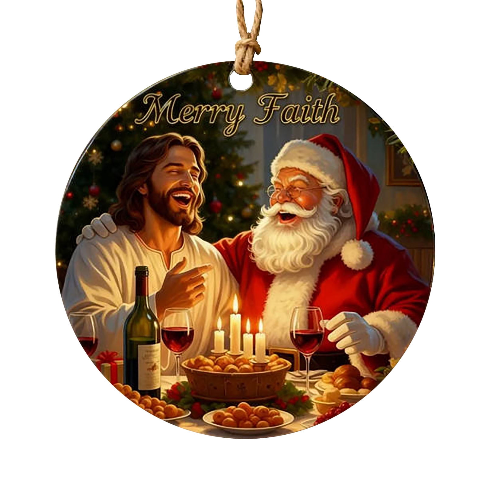 Iumwxz Christmas Santa Claus Holiday Circular Sign Decorations for ...
