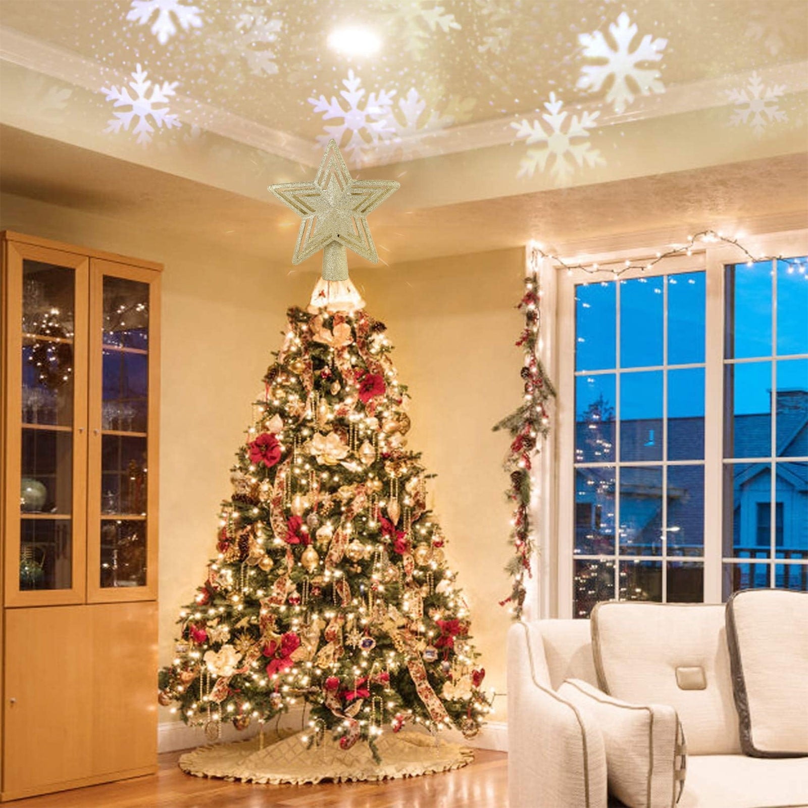 Iumwxz Christmas Tree topper Star, Hollow Sliver Five Point Star ...