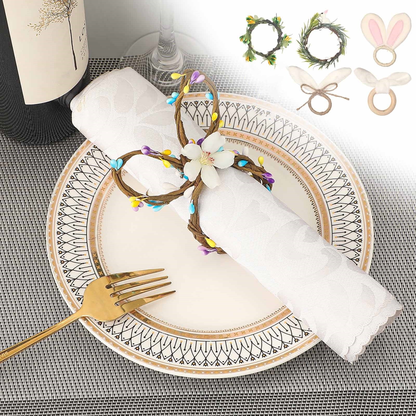 Iumwxz Easter Decorations Easter Ears Napkin Ring Hotel Terrace Mouth ...