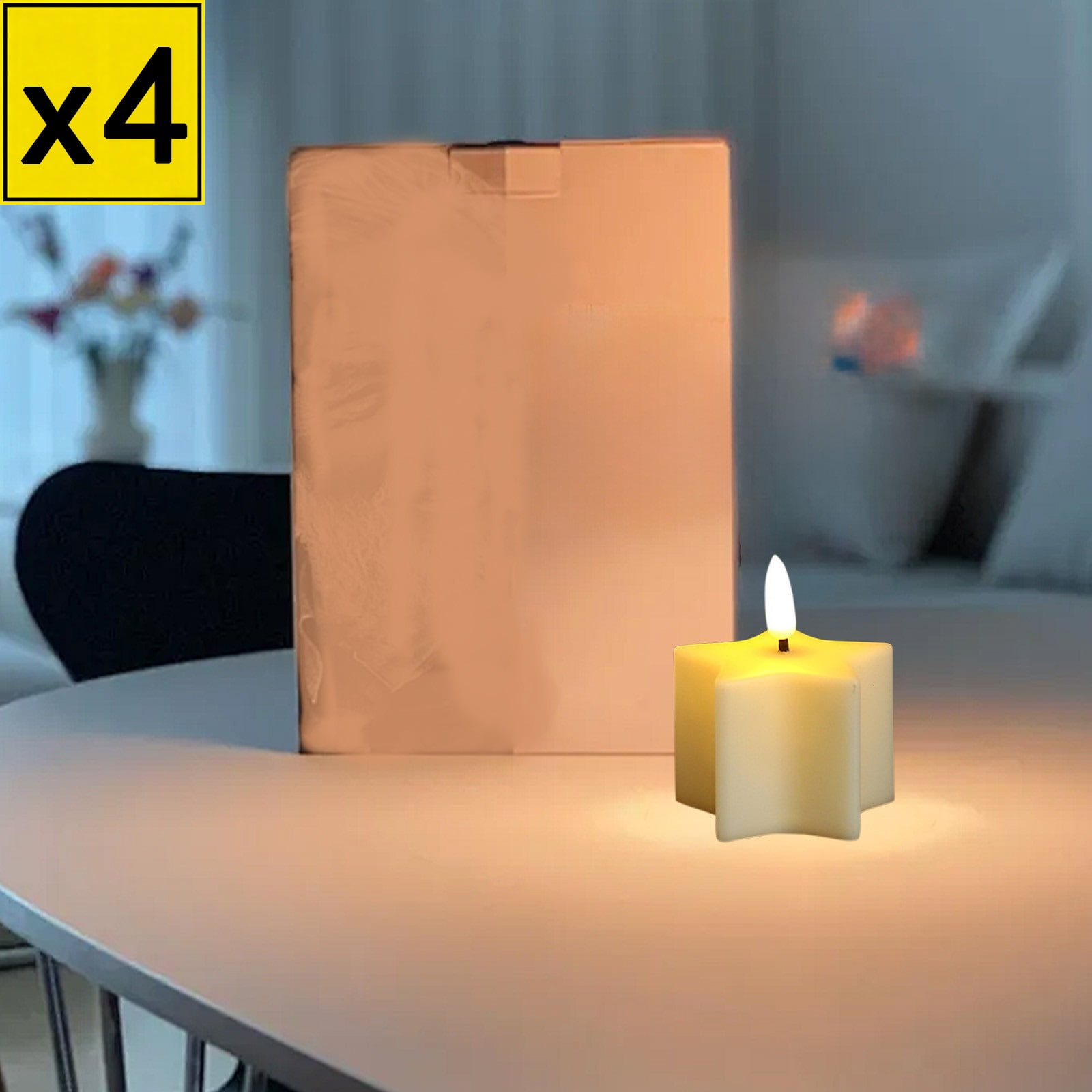 Iumwxz Electronic Ambient Candle Light with LED Flame Effect Beige ...